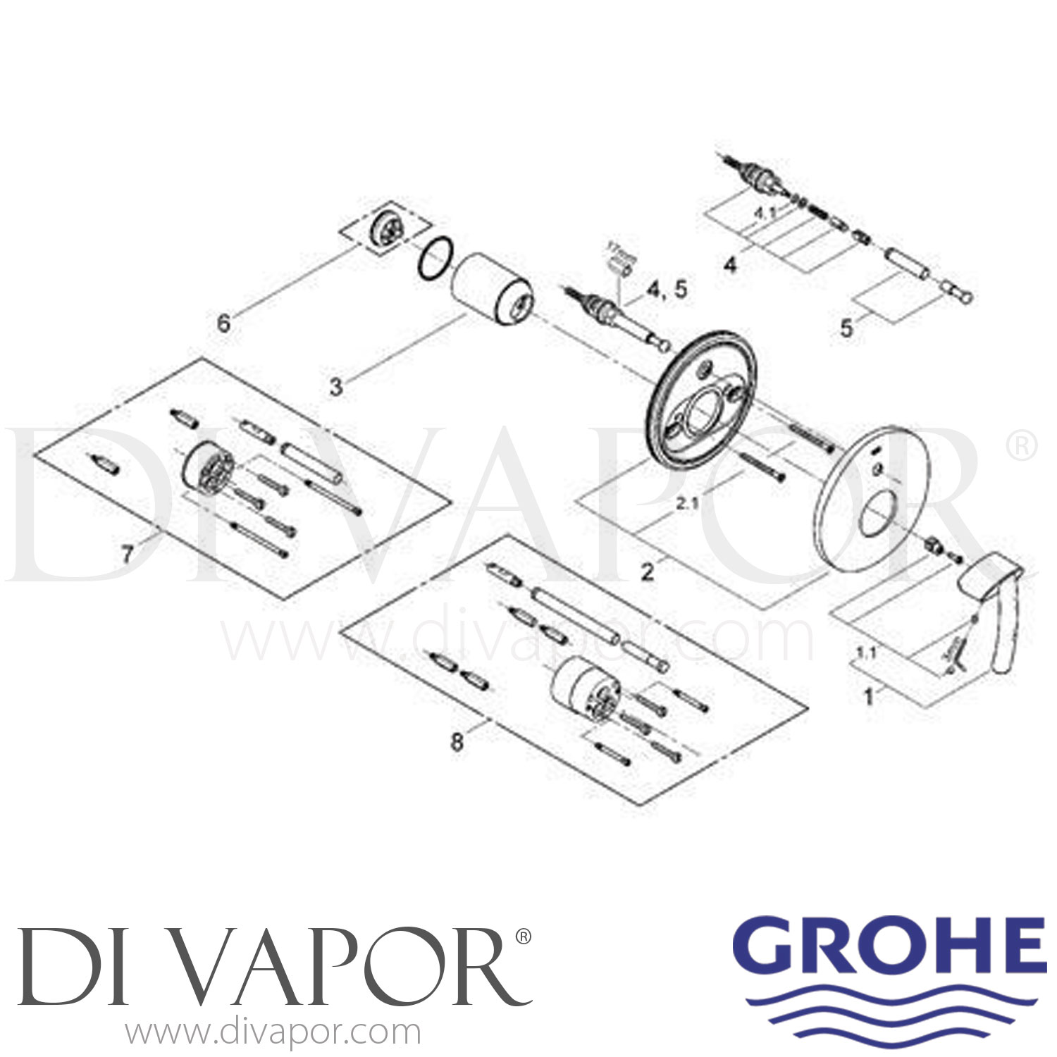 Grohe 19050 Tenso Bath / Shower Mixer Trim Spare Parts