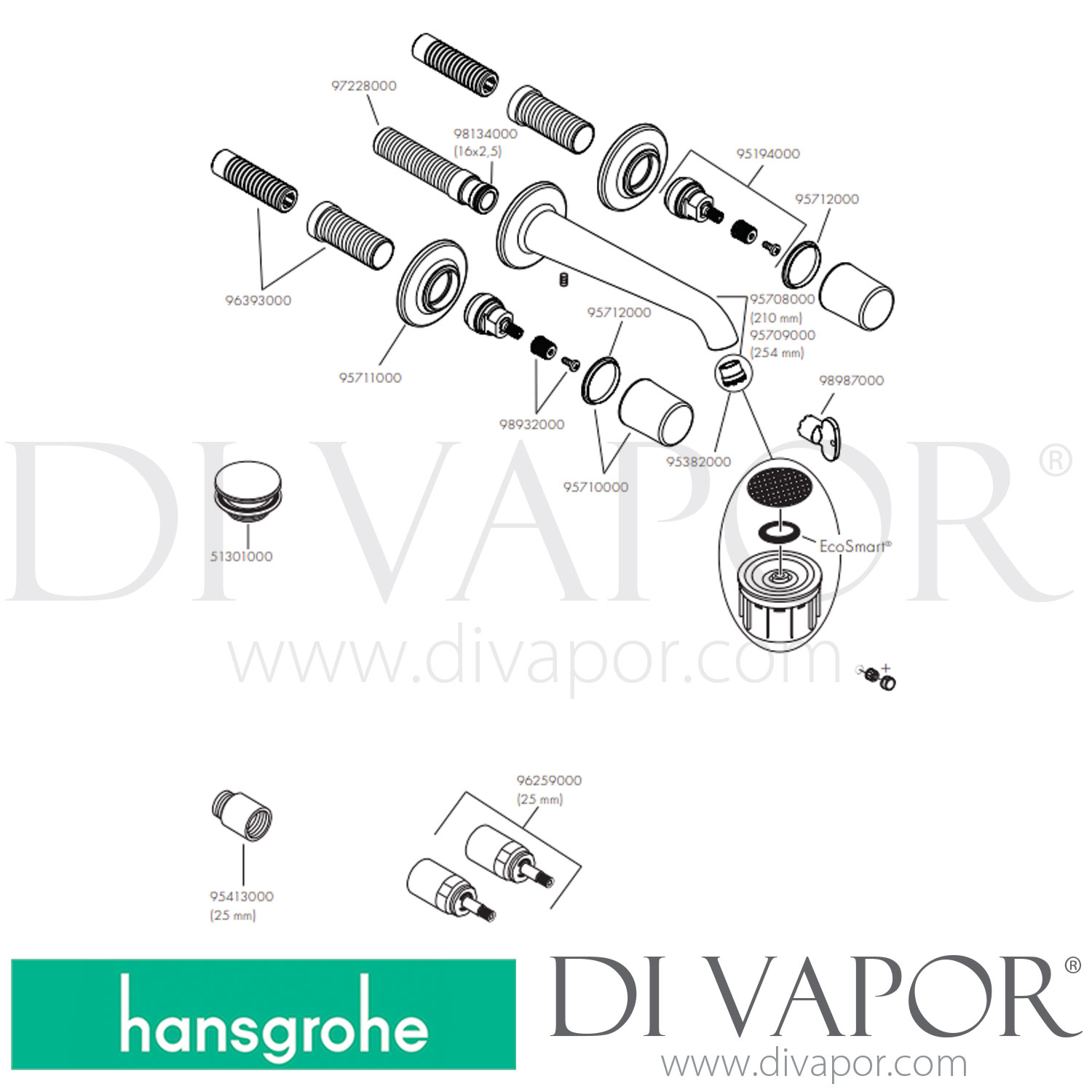 Hansgrohe 19136000 AXOR Bouroullec 3-Hole Basin Mixer for Concealed ...