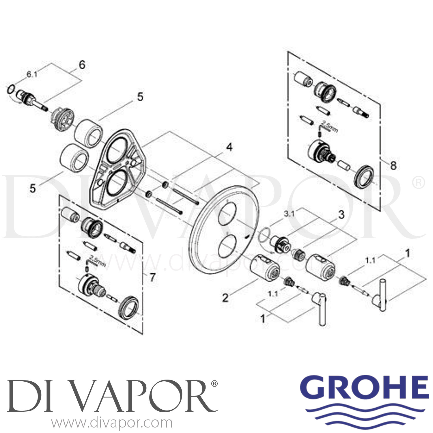 Grohe 19145 Atrio Thermostat Shower Mixer Spare Parts