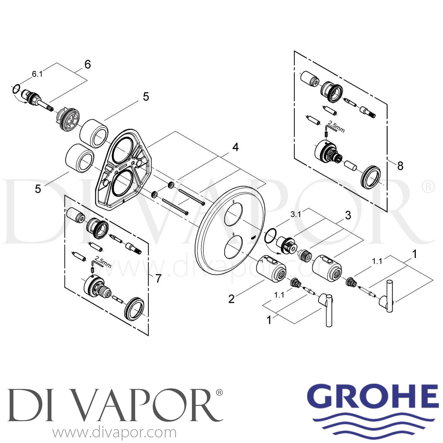 Grohe 19145000 Atrio Thermostat Shower Mixer Spare Parts