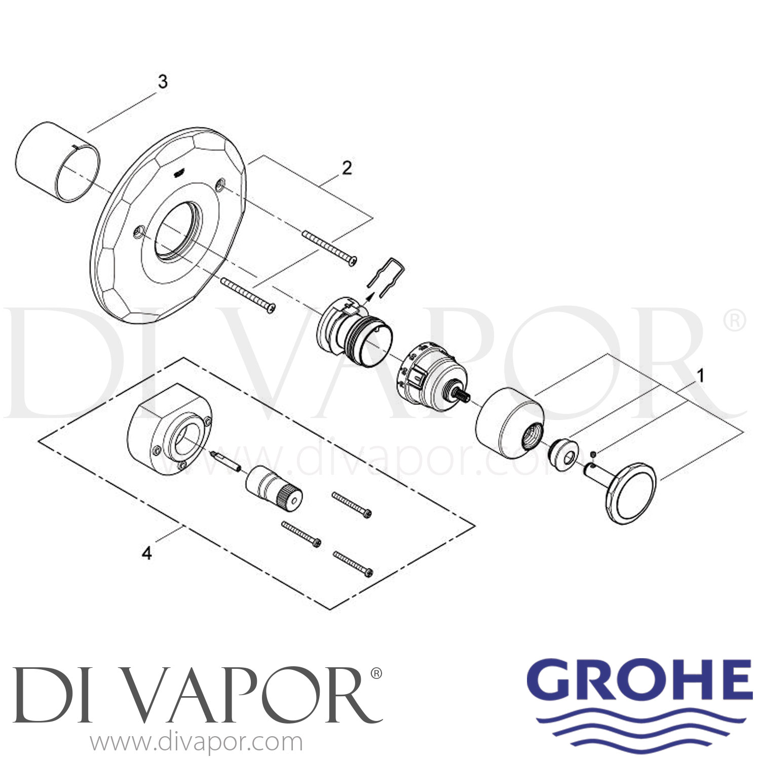 Grohe 19265000 Kensington Central Thermostatic Mixer Spare Parts