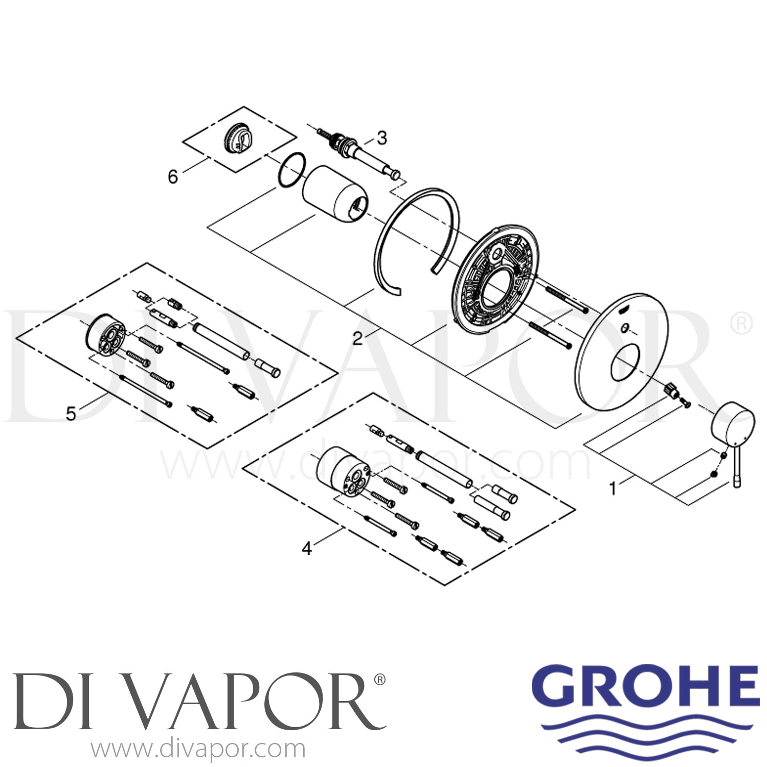 Grohe 19285001 Essence Single-Lever Bath Mixer Spare Parts