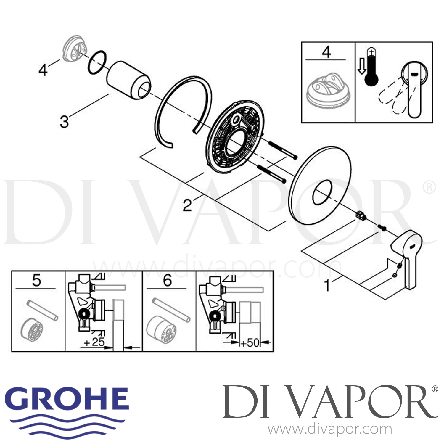 Grohe 19296000 Lineare Single-Lever Shower Mixer Spare Parts