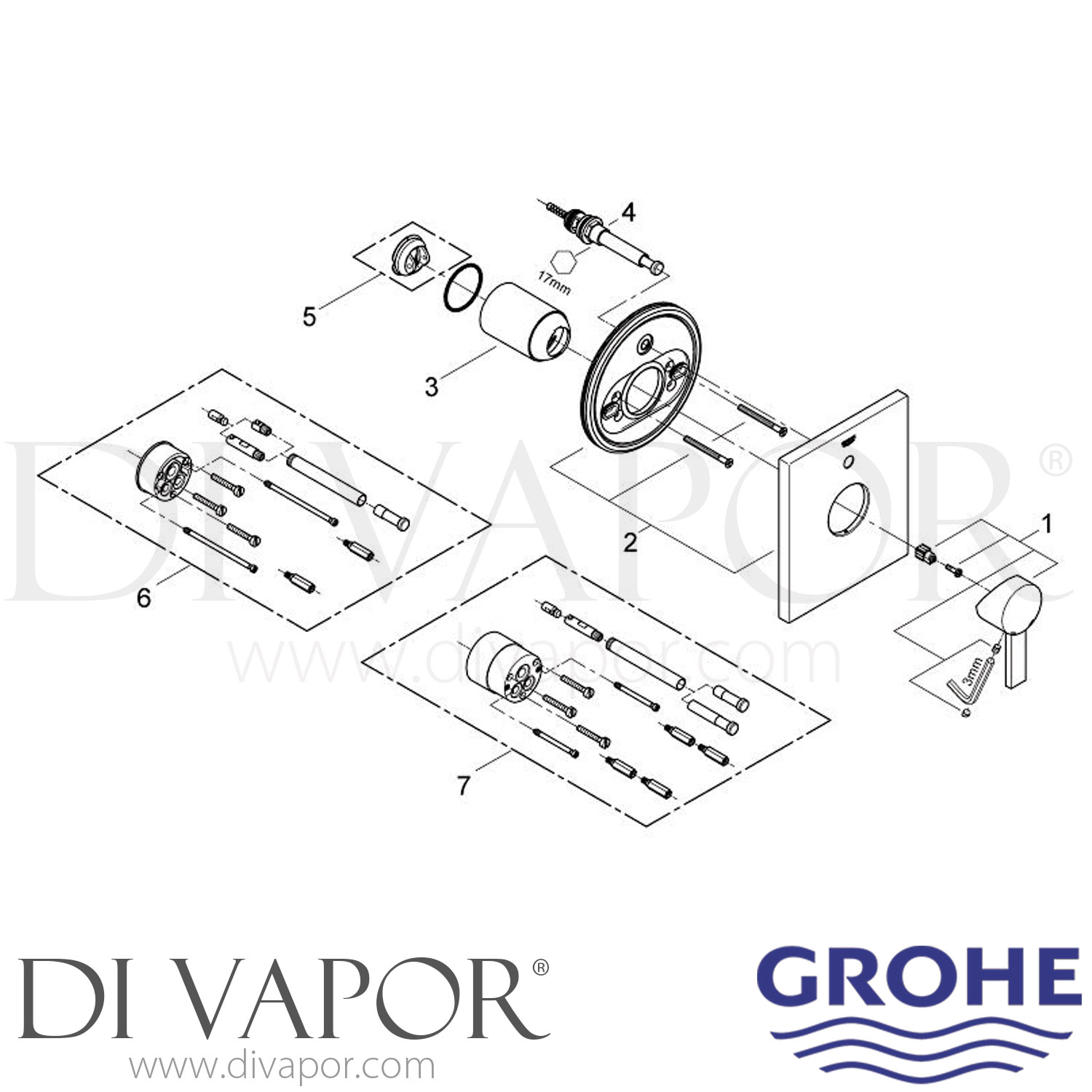 Grohe 19315000 Allure Single-Lever Bath Mixer with Diverter Spare Parts