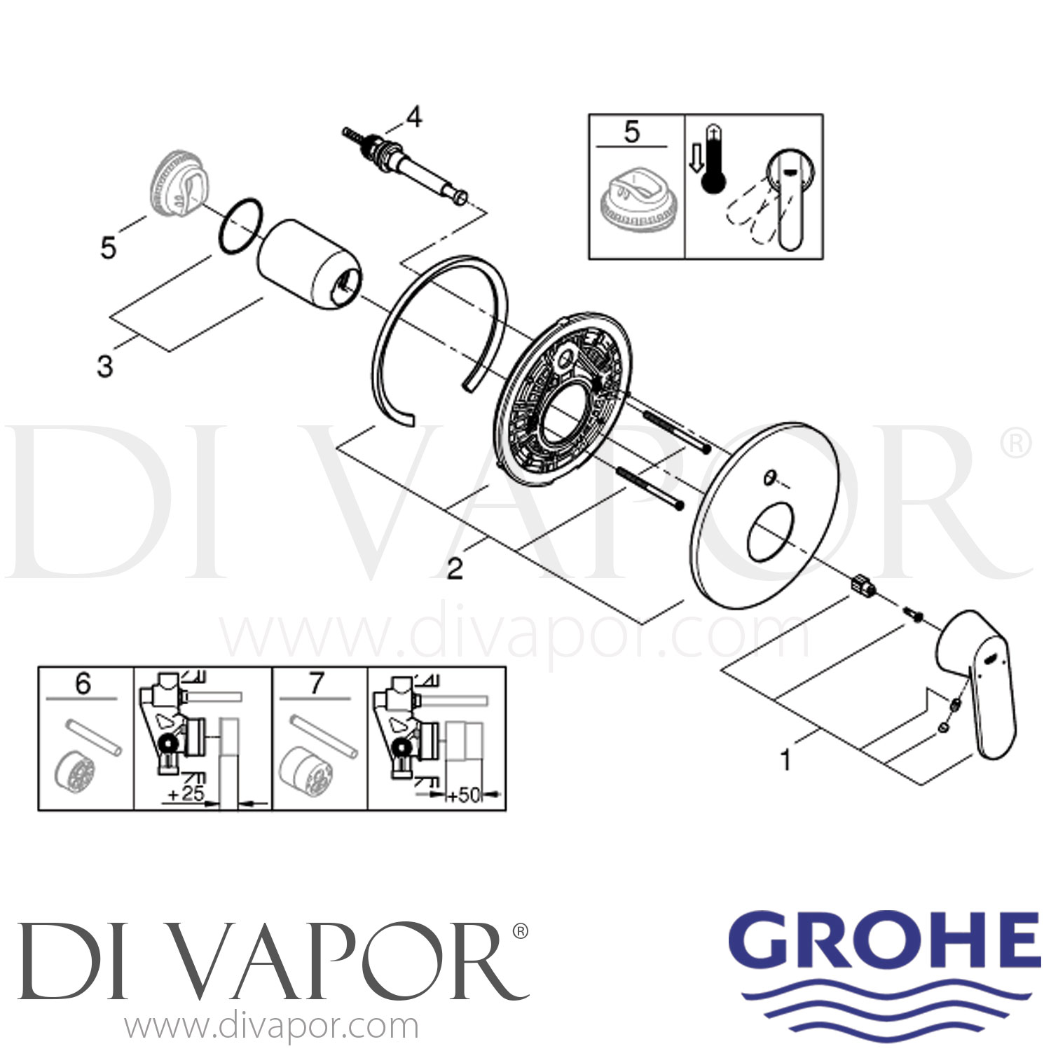 Grohe 19382000 Eurosmart Cosmopolitan Single-Lever Bath Shower Mixer ...