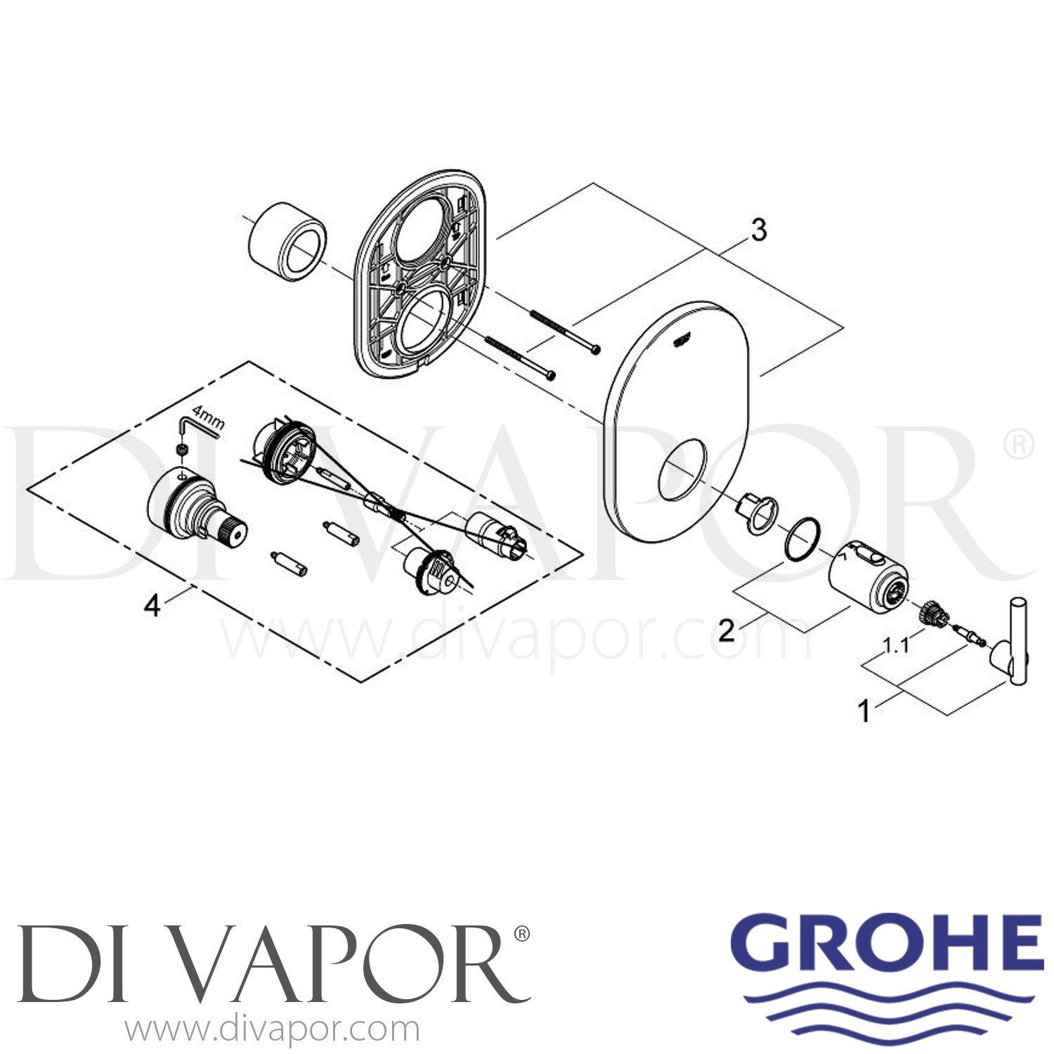 Grohe 19396000 Atrio Trim for Thermostatic Shower Valve Spare Parts
