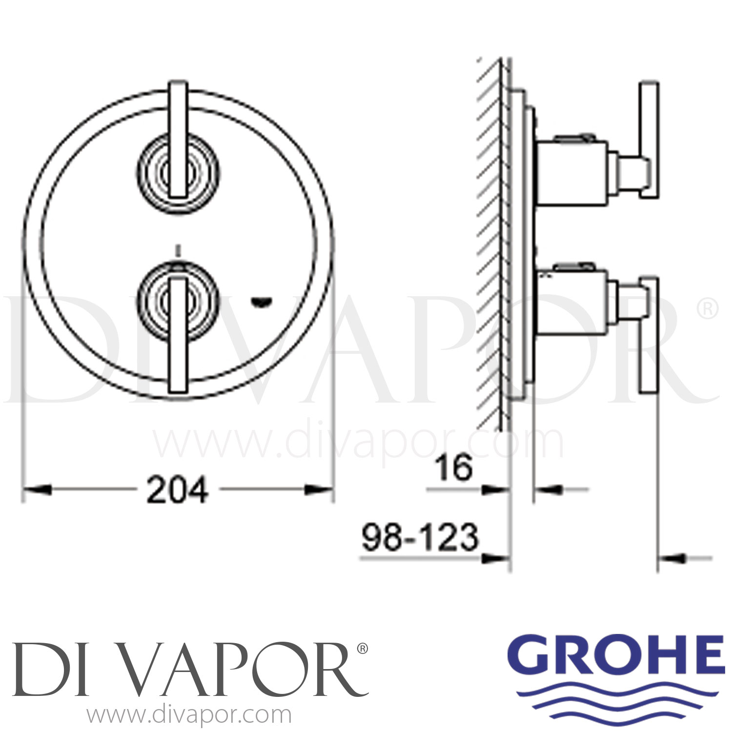 Grohe 19399000 Atrio Thermostat with Integrated 2-Way Diverter Spare Parts