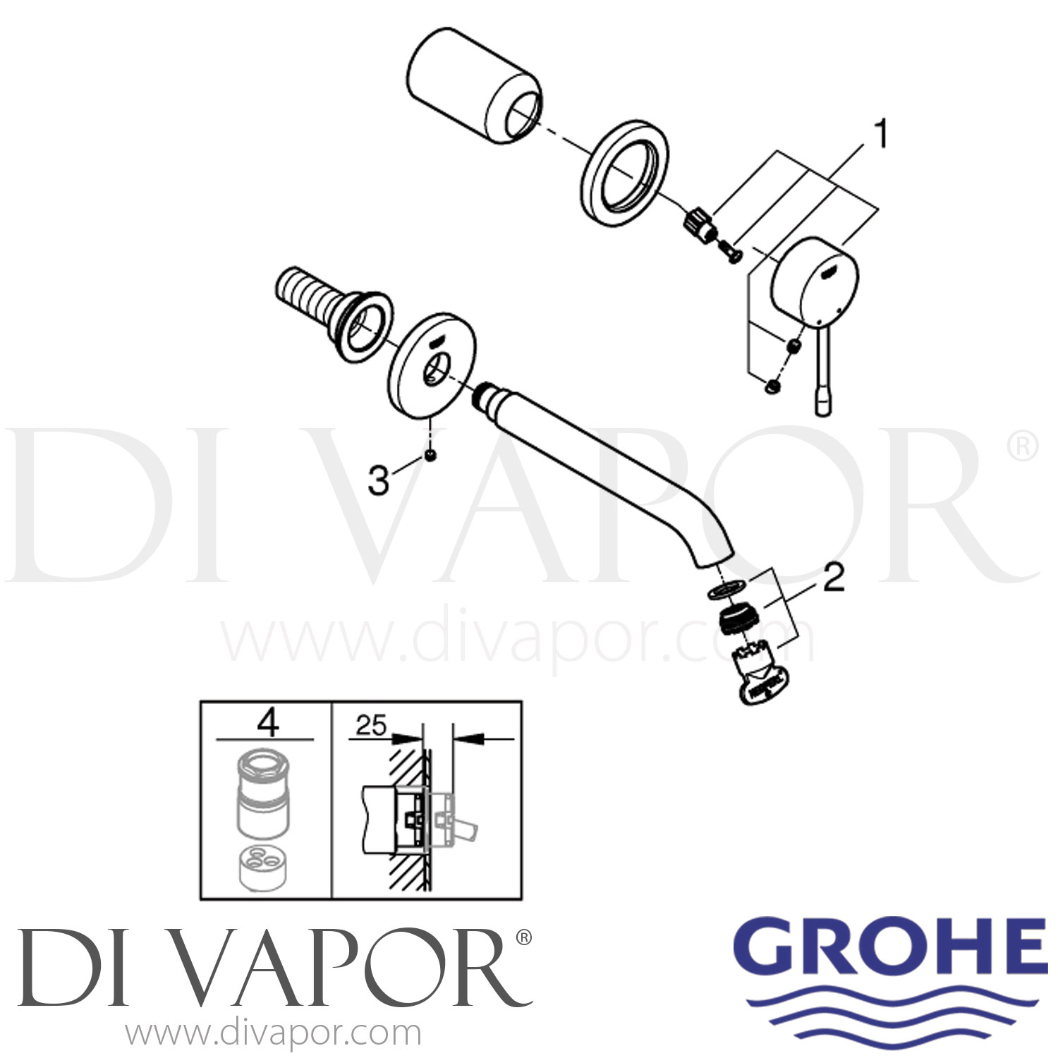 Grohe 19408AL1 Essence Two-Hole Basin Mixer M-Size Tap Spare Parts