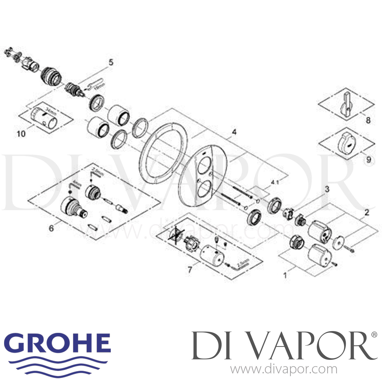 Grohe 19417 Grohtherm 2000 Special Thermostat with Integrated 2-Way ...