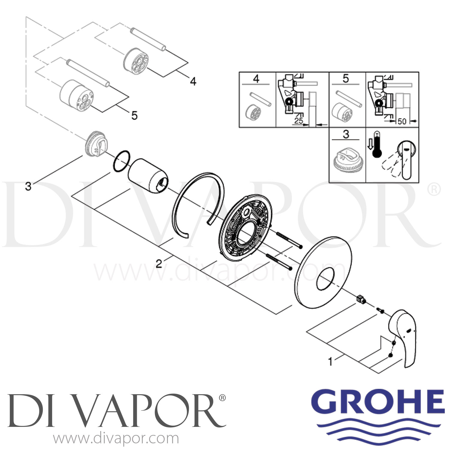 Grohe 19451002 Eurosmart Single-Lever Shower Mixer Spare Parts