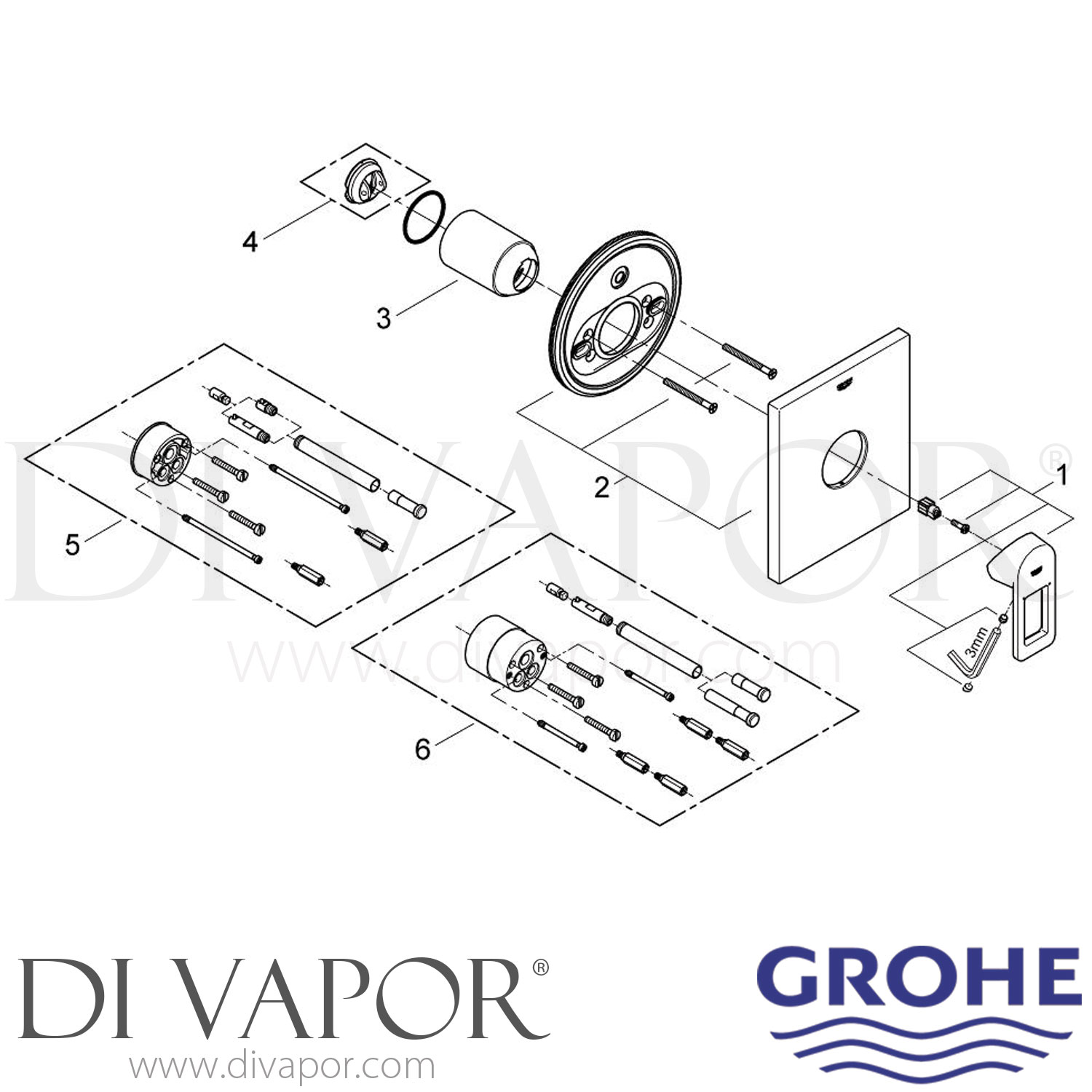 Grohe 19455000 Quadra Single-Lever Shower Mixer Trim Spare Parts