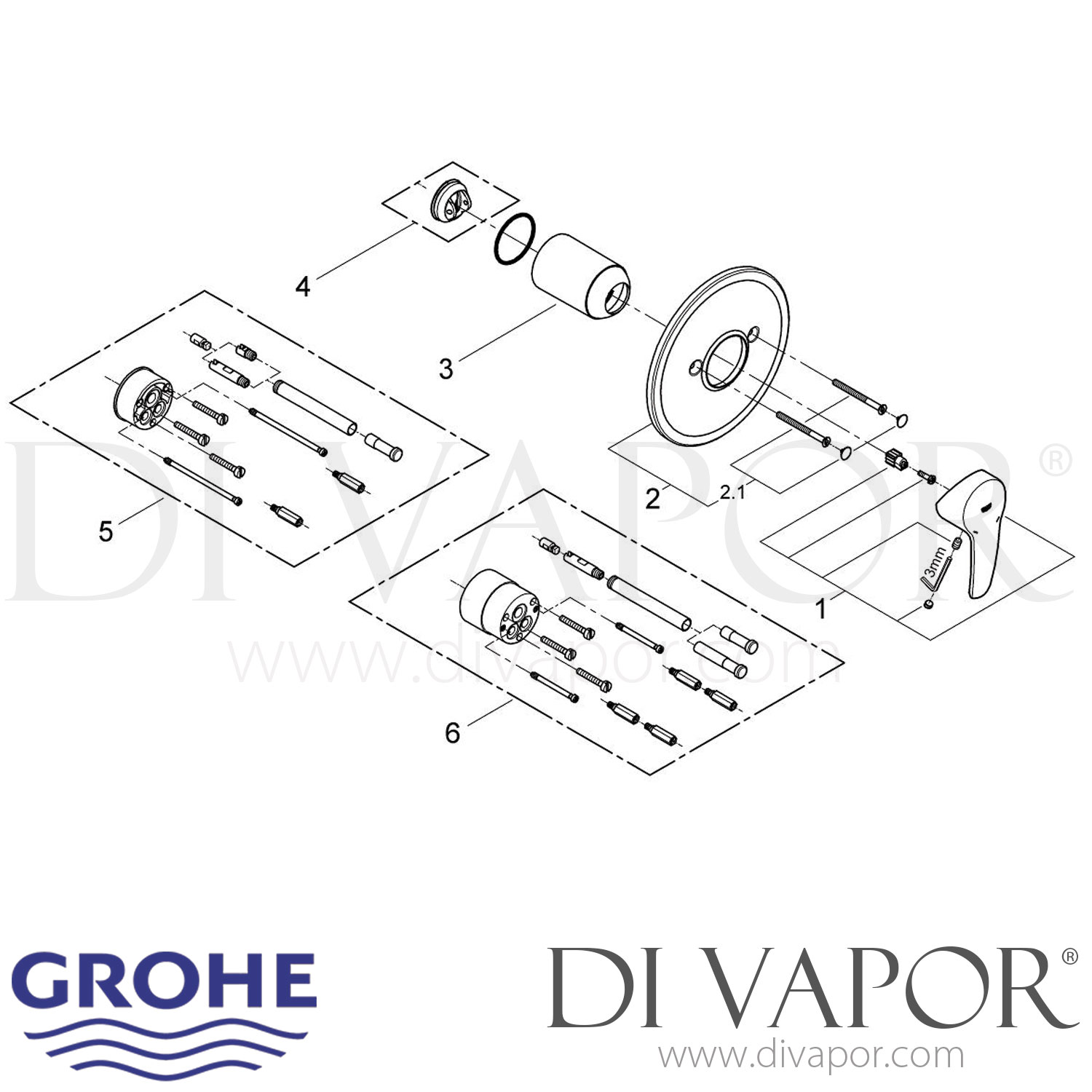 Grohe 19507001 Eurostyle Shower Mixer Spare Parts