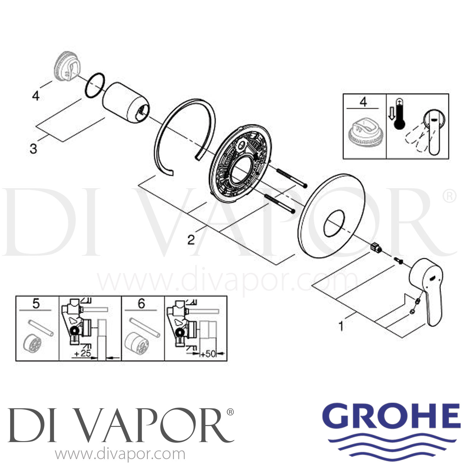 Grohe 19507002 Eurostyle Cosmopolitan Single-Lever Shower Mixer Spare Parts