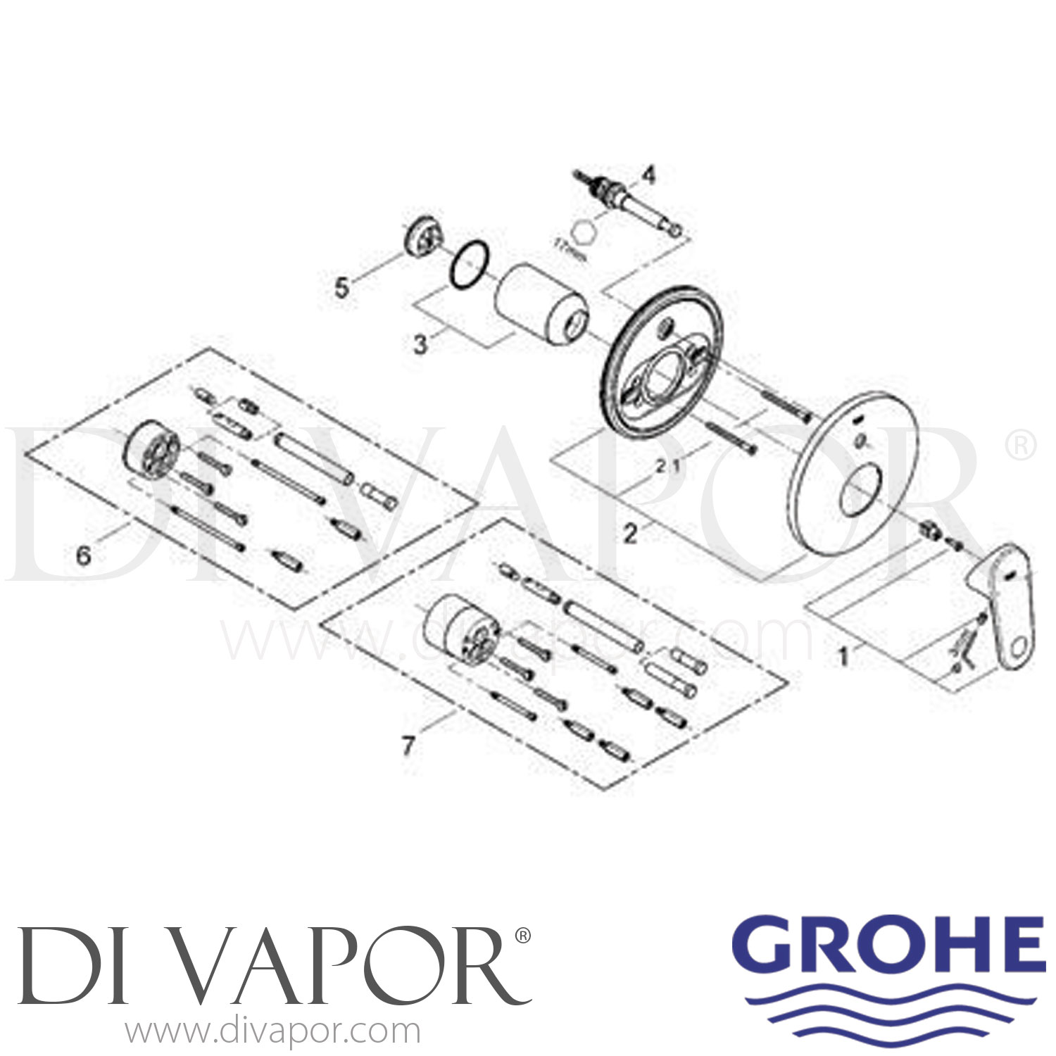 Grohe 19536 Europlus Bath/Shower Mixer Trim Spare Parts