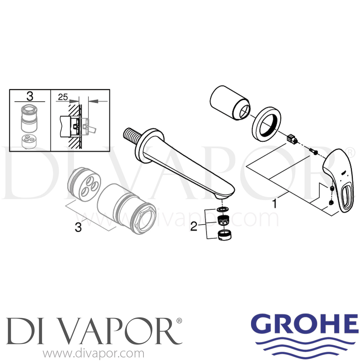 Grohe 19571LS3 Eurostyle Two-Hole Basin Mixer M-Size Tap Spare Parts