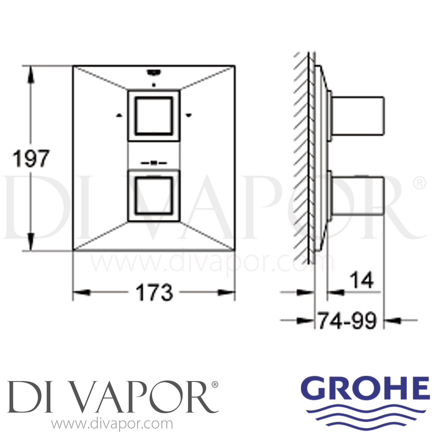Grohe 19792000 Allure Brilliant Thermostat with Integrated 2-Way ...
