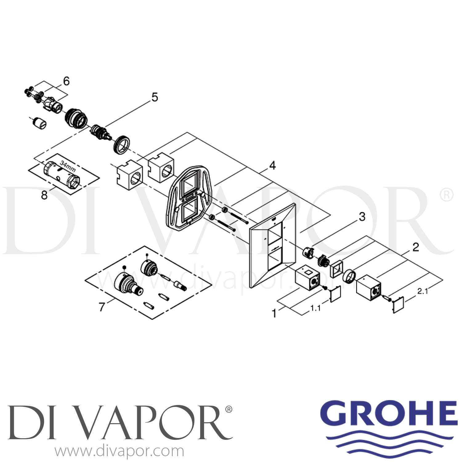 Grohe 19792000 Allure Brilliant Thermostat with Integrated 2-Way ...