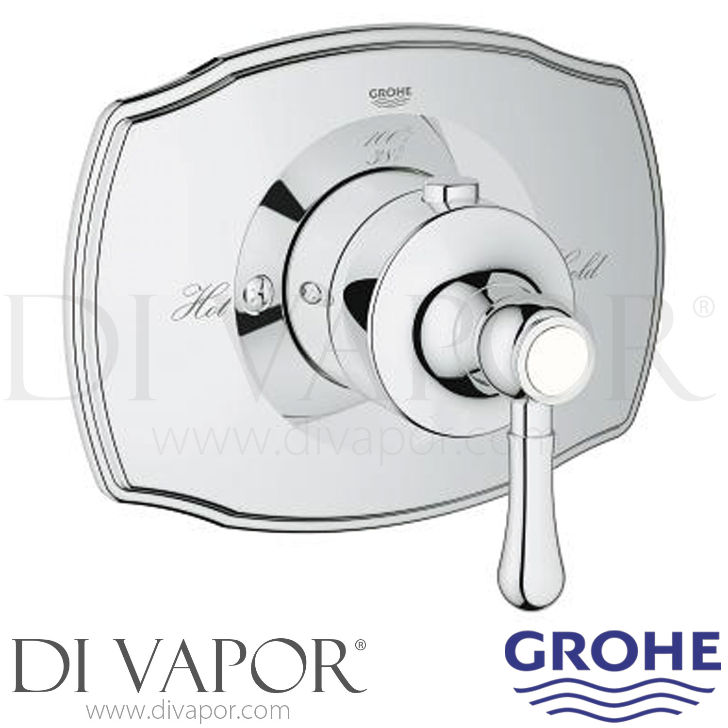 Grohe 19839000 Grohtherm 2000 Authentic Custom Shower Thermostatic Trim ...