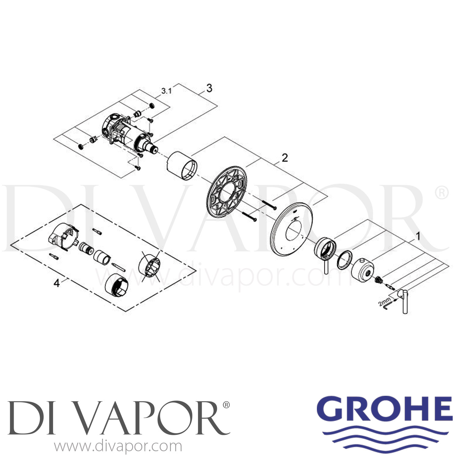 Grohe 19849000 Atrio Dual Function Thermostatic Trim w/ Control Module ...