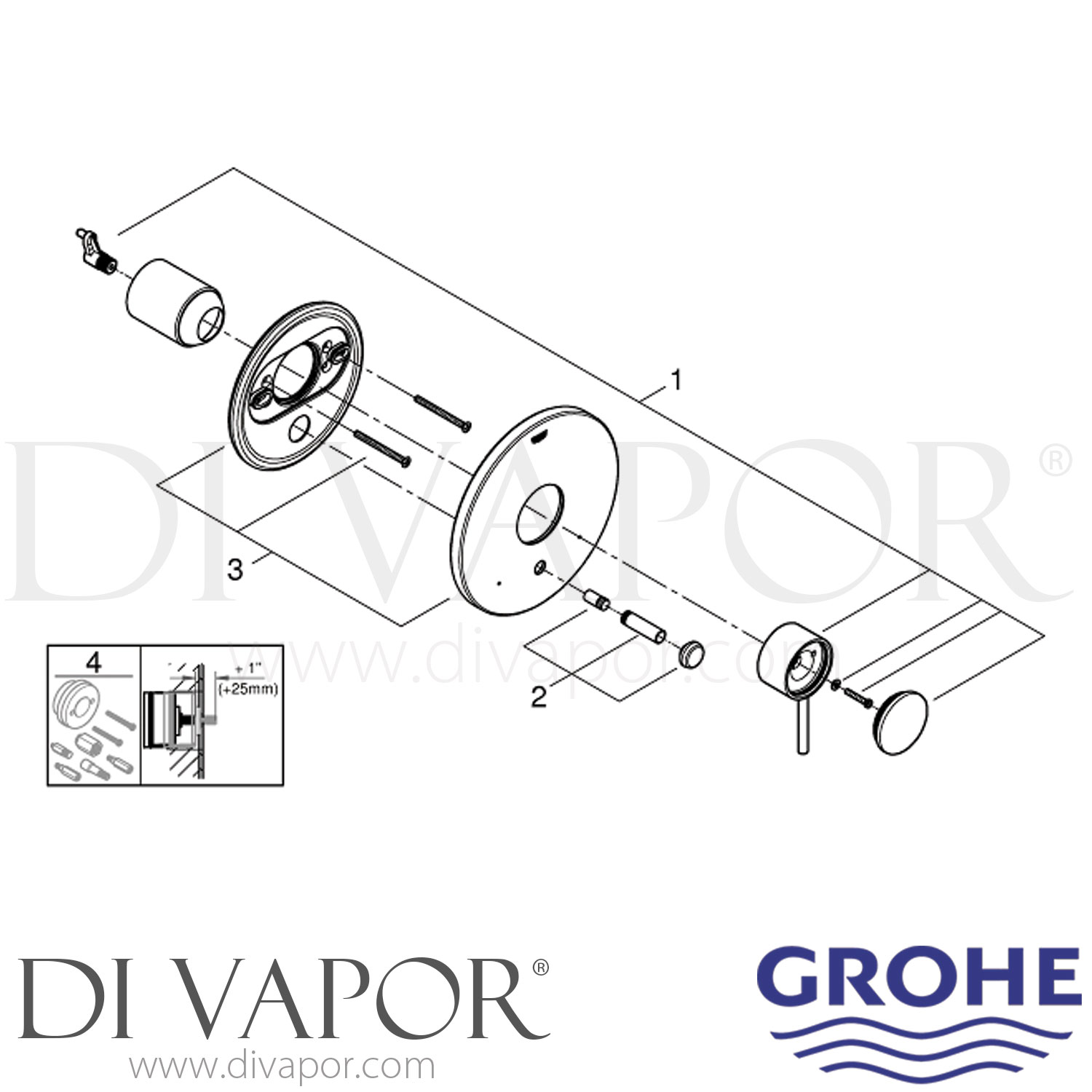 Grohe 19867EN3 Atrio Dual Function Pressure Balance Trim with Control ...