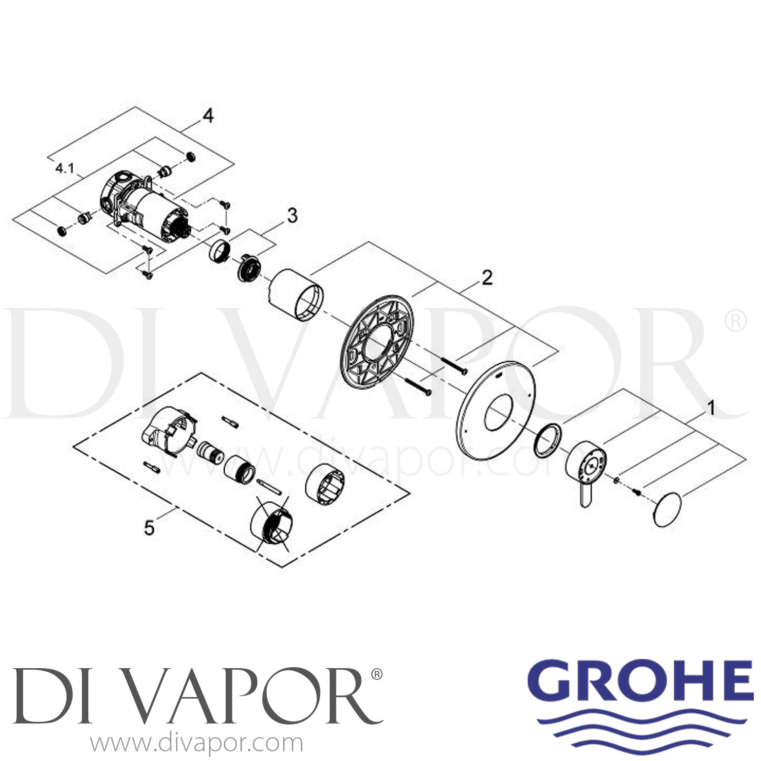 Grohe 19880000 Europlus Single Function Pressure Balance Trim with ...