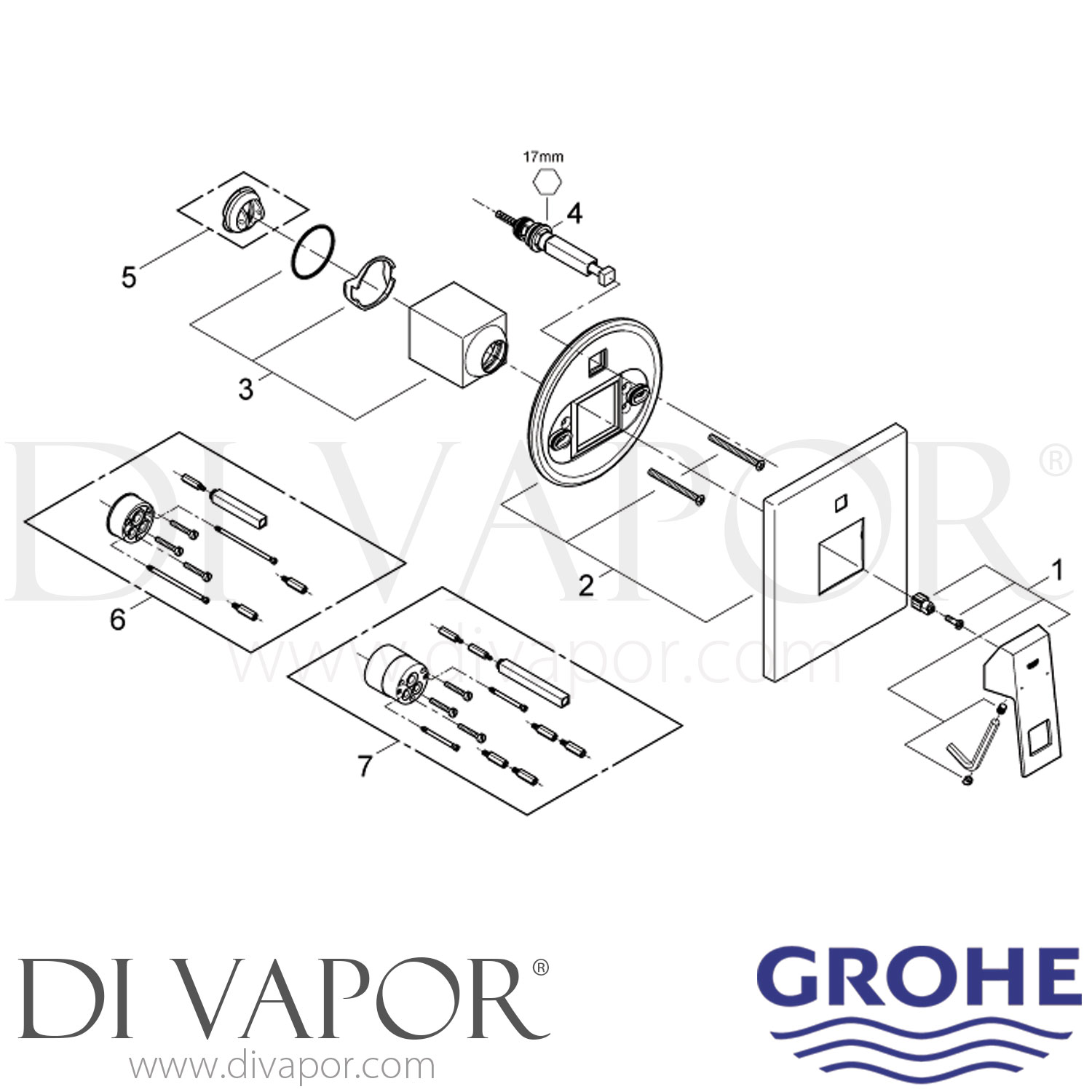 Grohe 19896000 Eurocube Single-Lever Bath Mixer Spare Parts