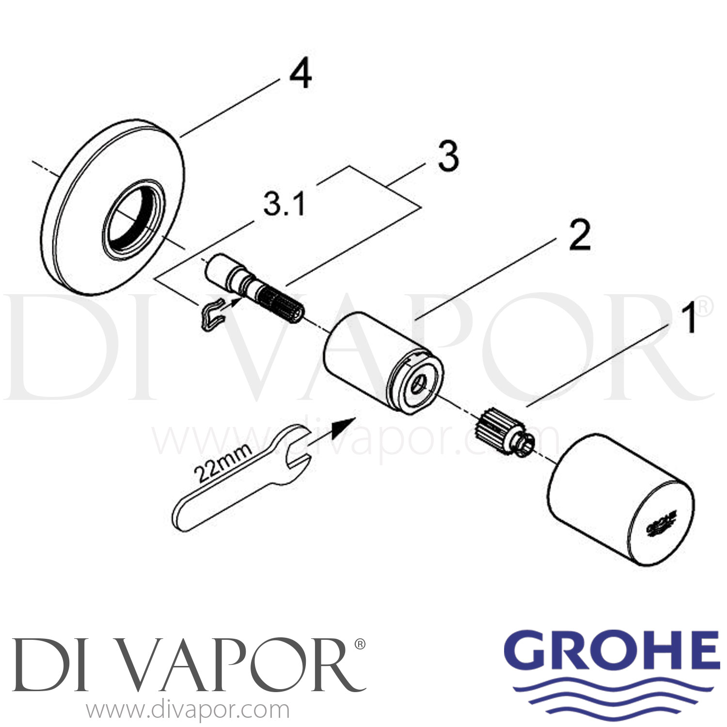 Grohe 19917000 BauCosmopolitan Neutral Concealed Valve Exposed Part ...