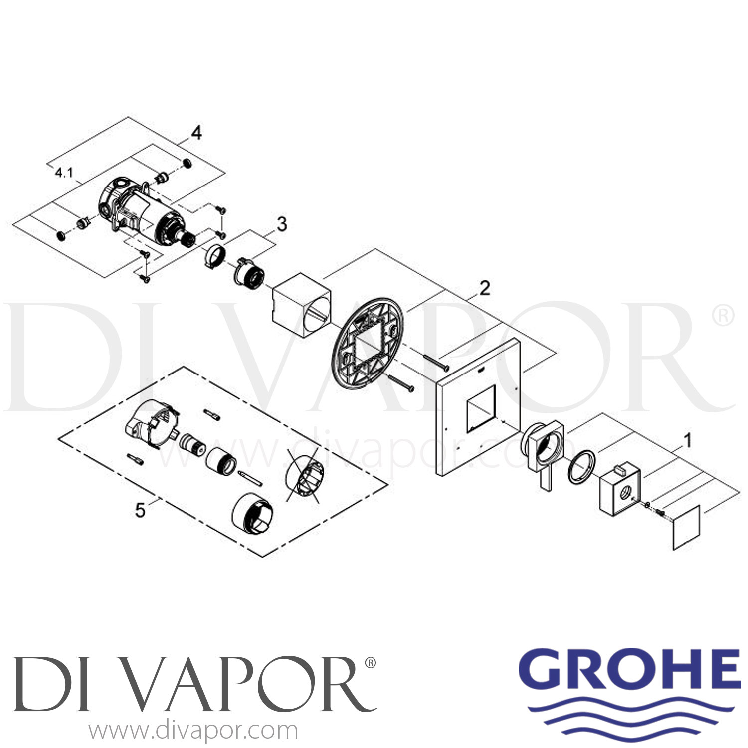 Grohe 19925000 Eurocube Dual Function Pressure Balance Trim with ...