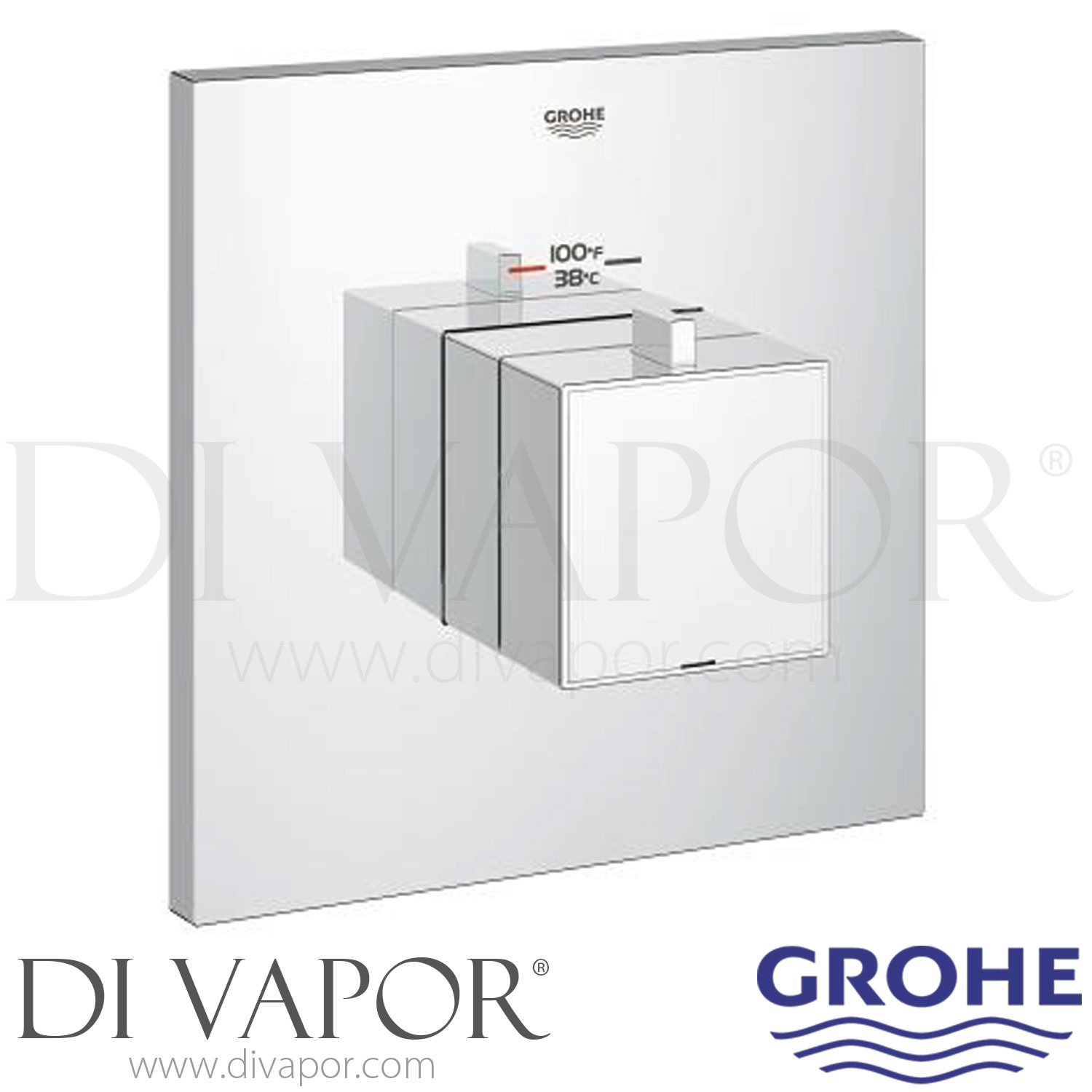Grohe 19928000 Eurocube Custom Shower Thermostatic Trim with Control ...