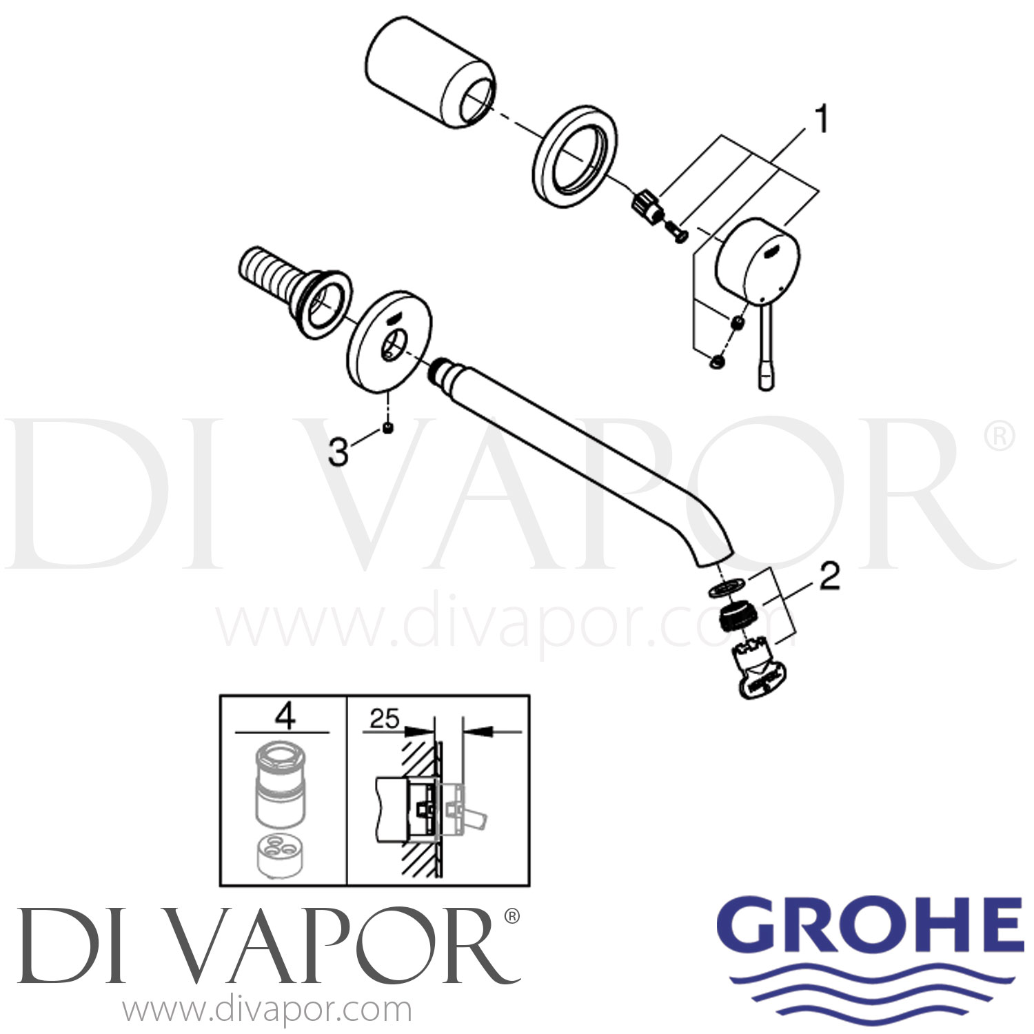 Grohe 19967GN1 Essence Two-Hole Basin Mixer L-Size Tap Spare Parts