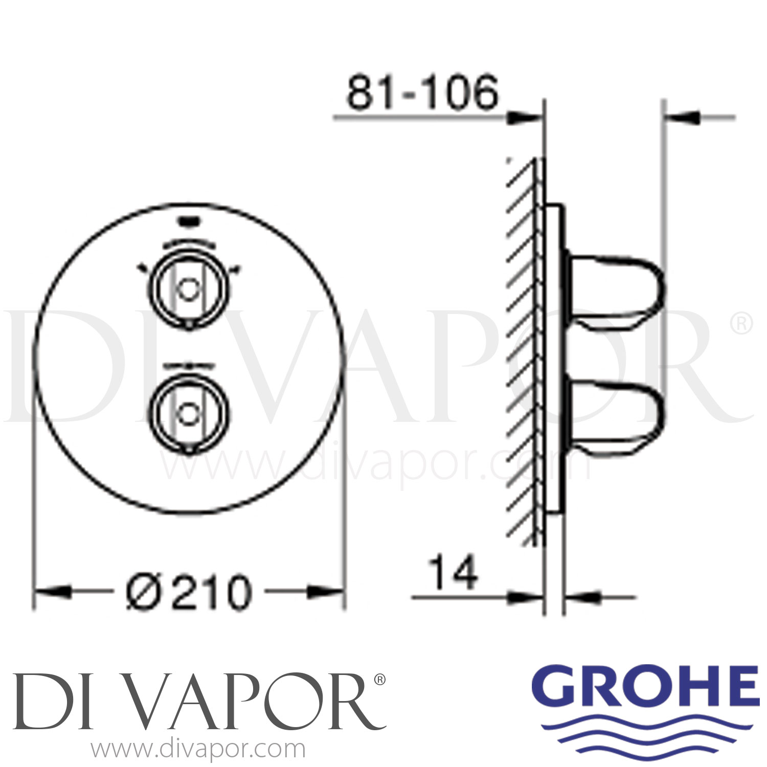Grohe 19986000 Grohtherm 1000 Thermostatic Bath Mixer with Integrated 2 ...