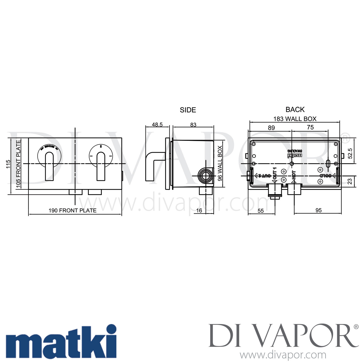 Matki Swadling 2/1101 Swadling Absolute2 Contemporary Concealed Shower ...