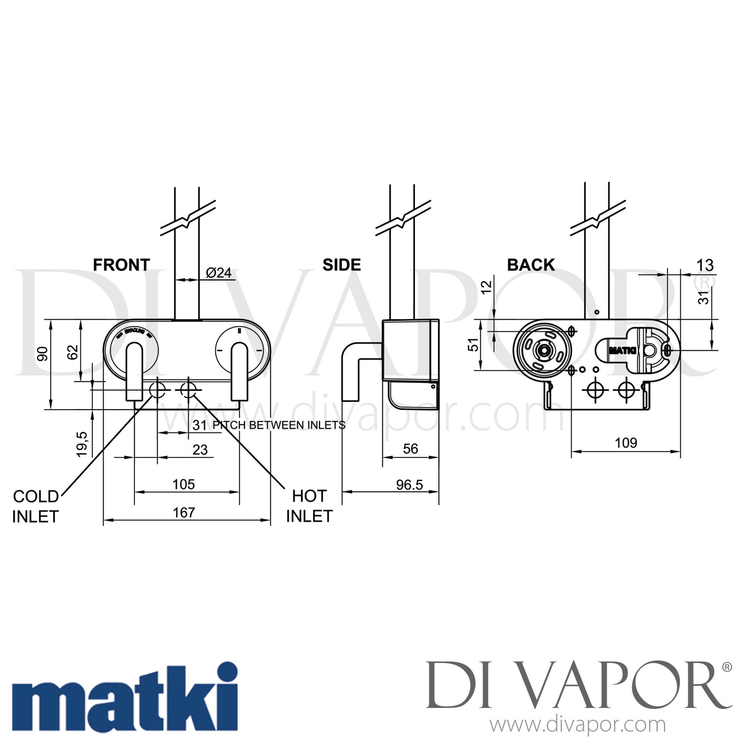 Matki Swadling 2/2002 Absolute2 Retro Single Outlet Exposed Shower ...