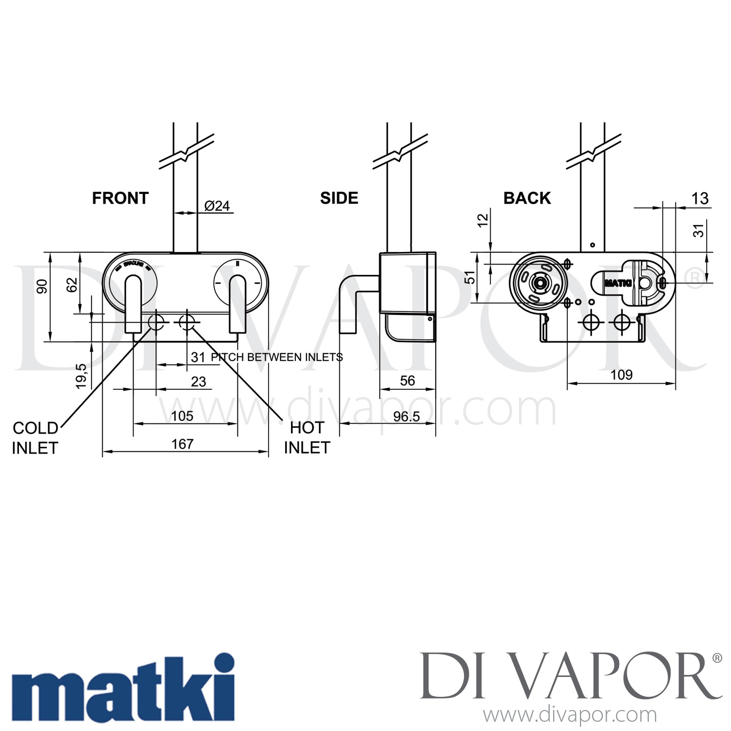 Matki Swadling 2/2021 Absolute2 Contemporary Dual Outlet Exposed Shower ...