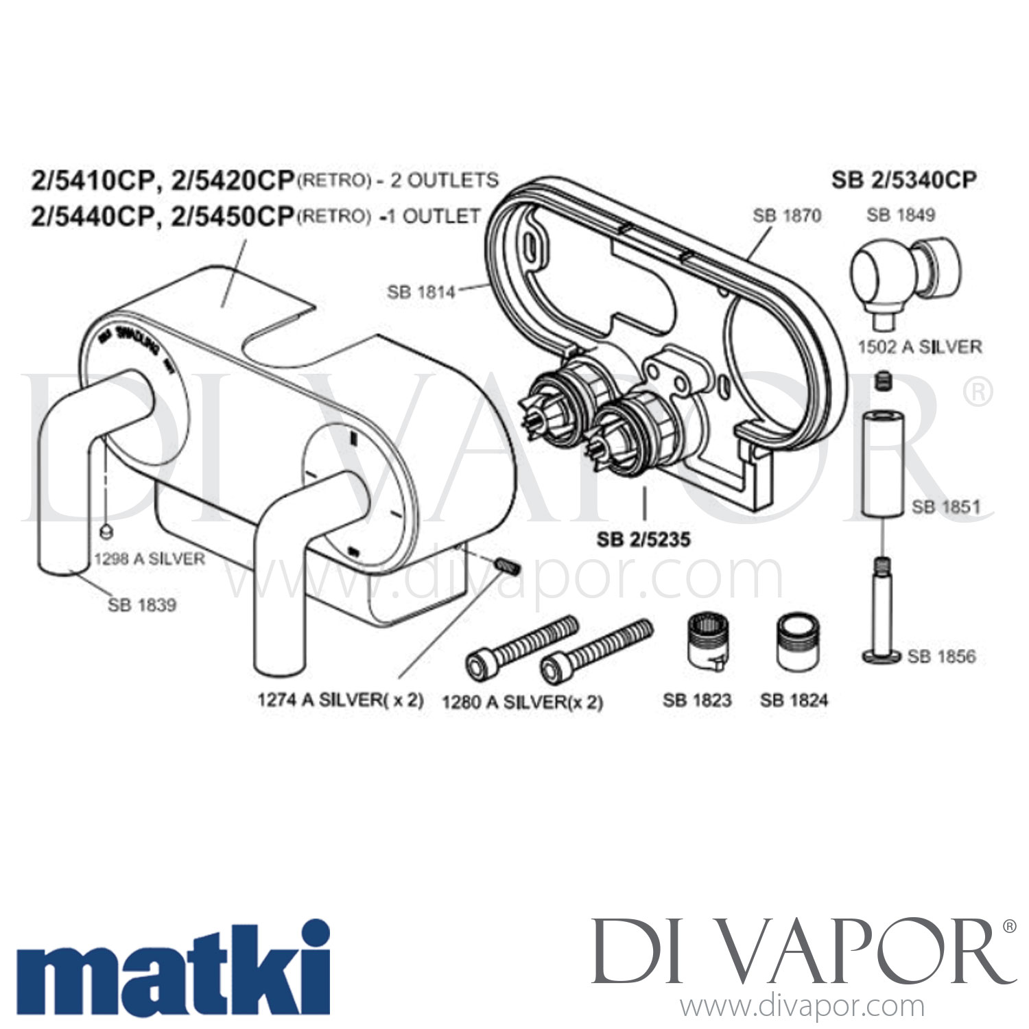 Matki Swadling 2/2221 Absolute2 Contemporary Exposed Single Outlet ...