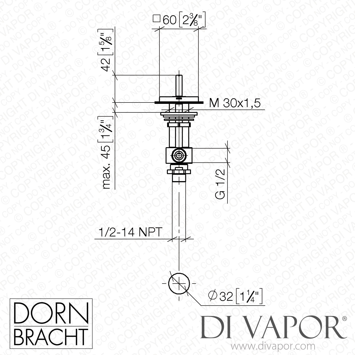 Dornbracht Mem Deck Valve Clockwise Closing Cold - Platinum 20 000 782 ...