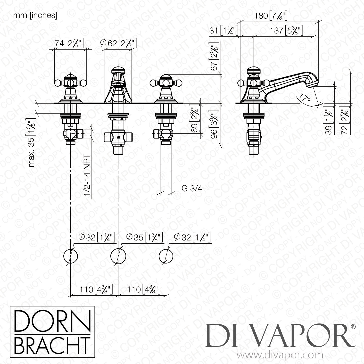 Dornbracht Three Hole Tap Mixer with Drain 20700360 000010 Spare Parts