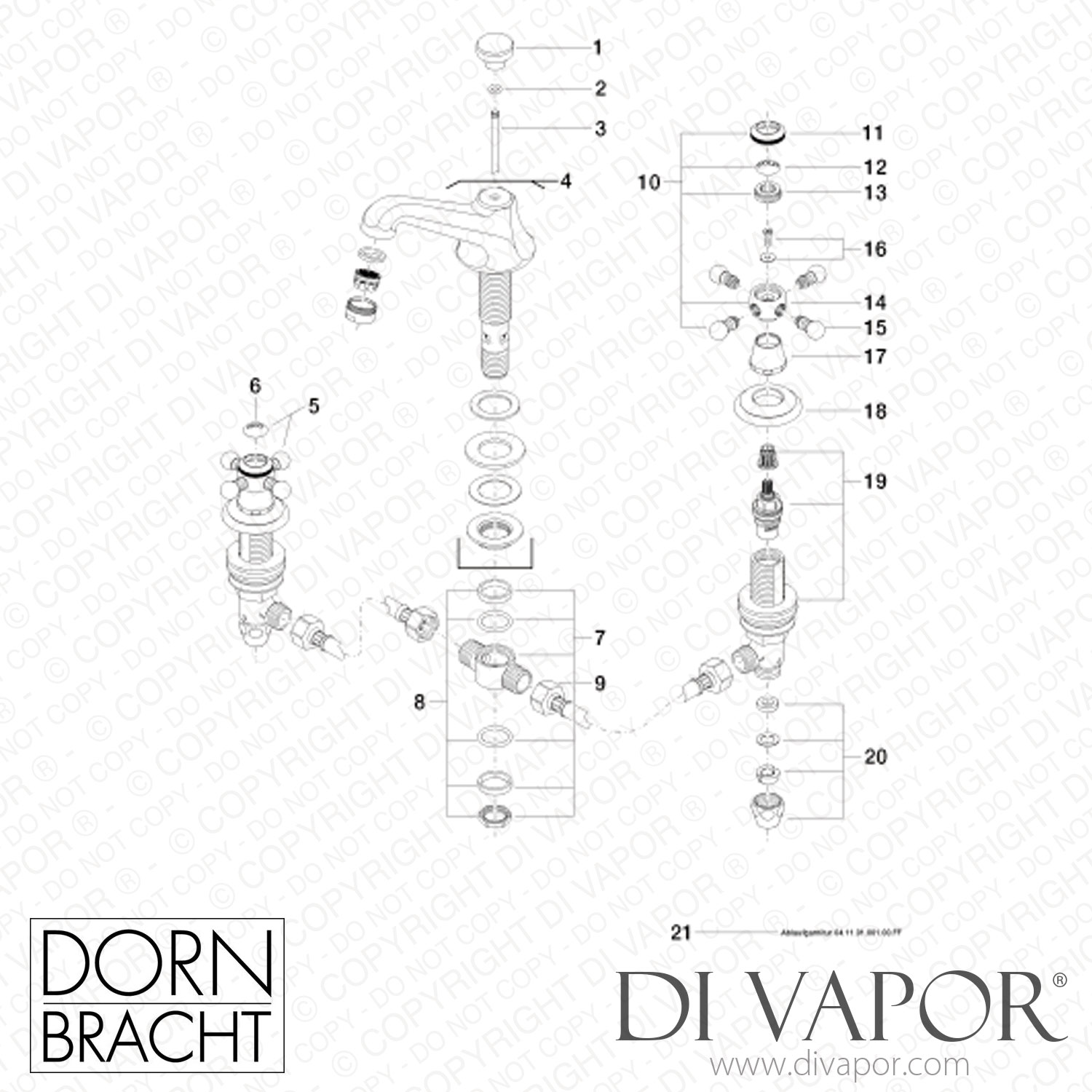 Dornbracht Madison Three-Hole Basin Mixer with Pop-Up Waste - Brushed ...