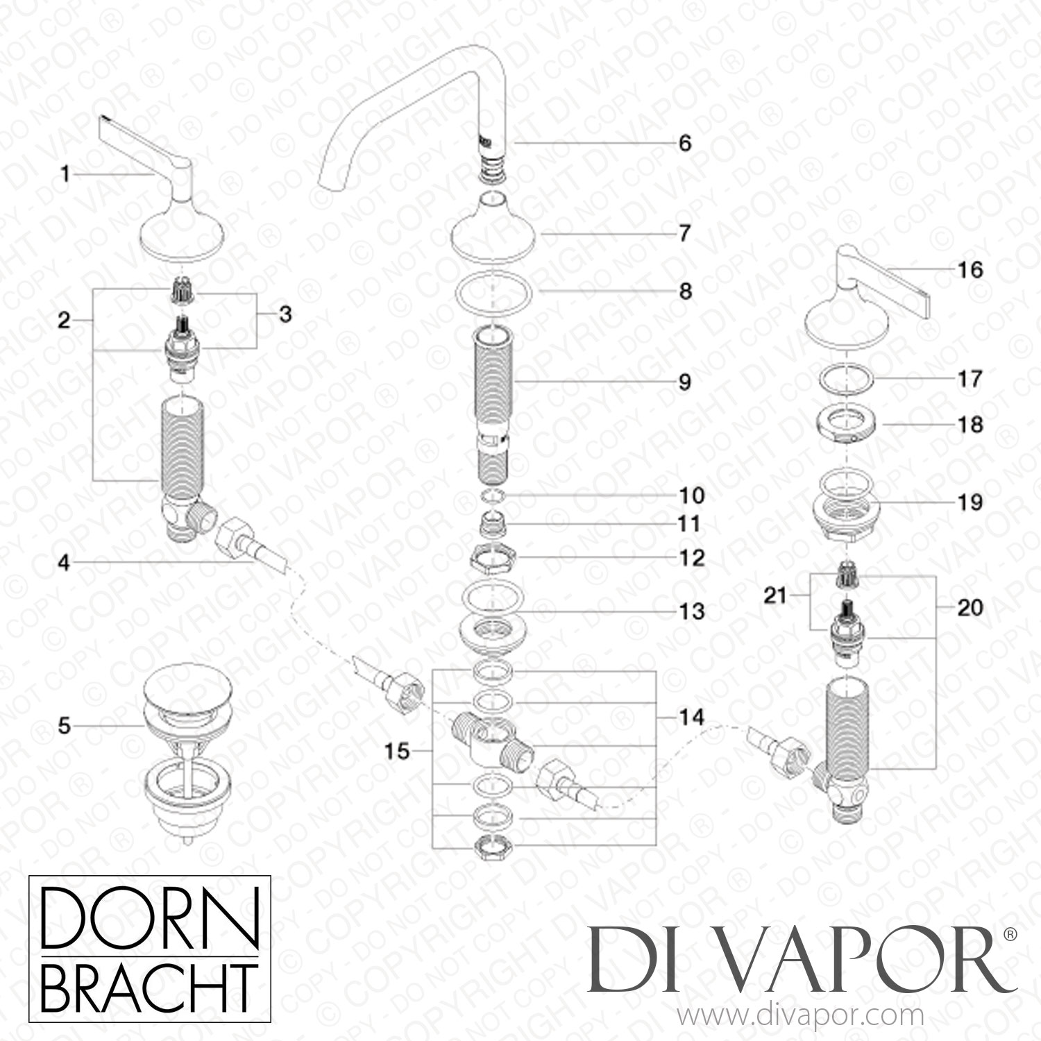 Dornbracht Vaia Three-Hole Basin Mixer with Pop-Up Waste - Brushed Dark ...