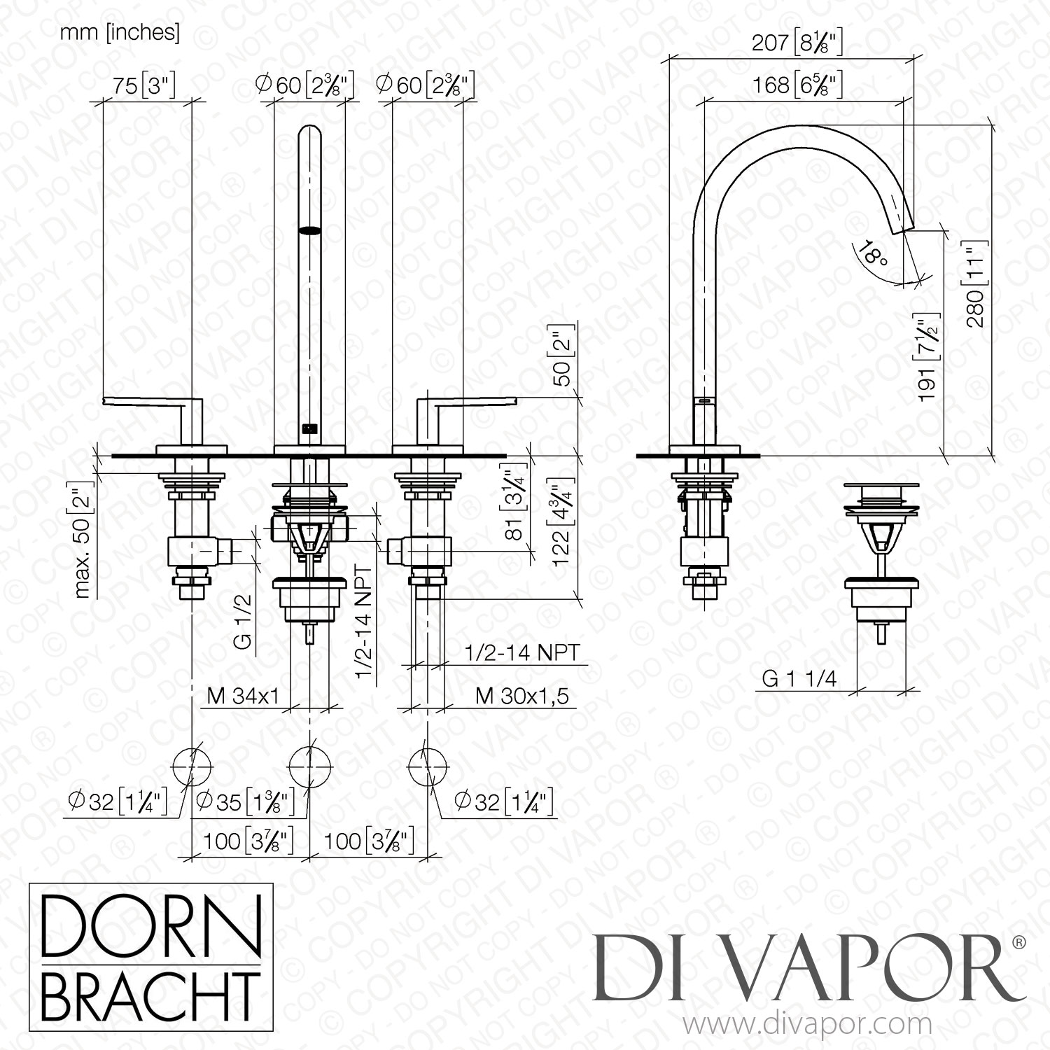 Dornbracht Meta Three-Hole Basin Mixer with Pop-Up Waste - Matte Black 20 713 661-33 Spare Parts