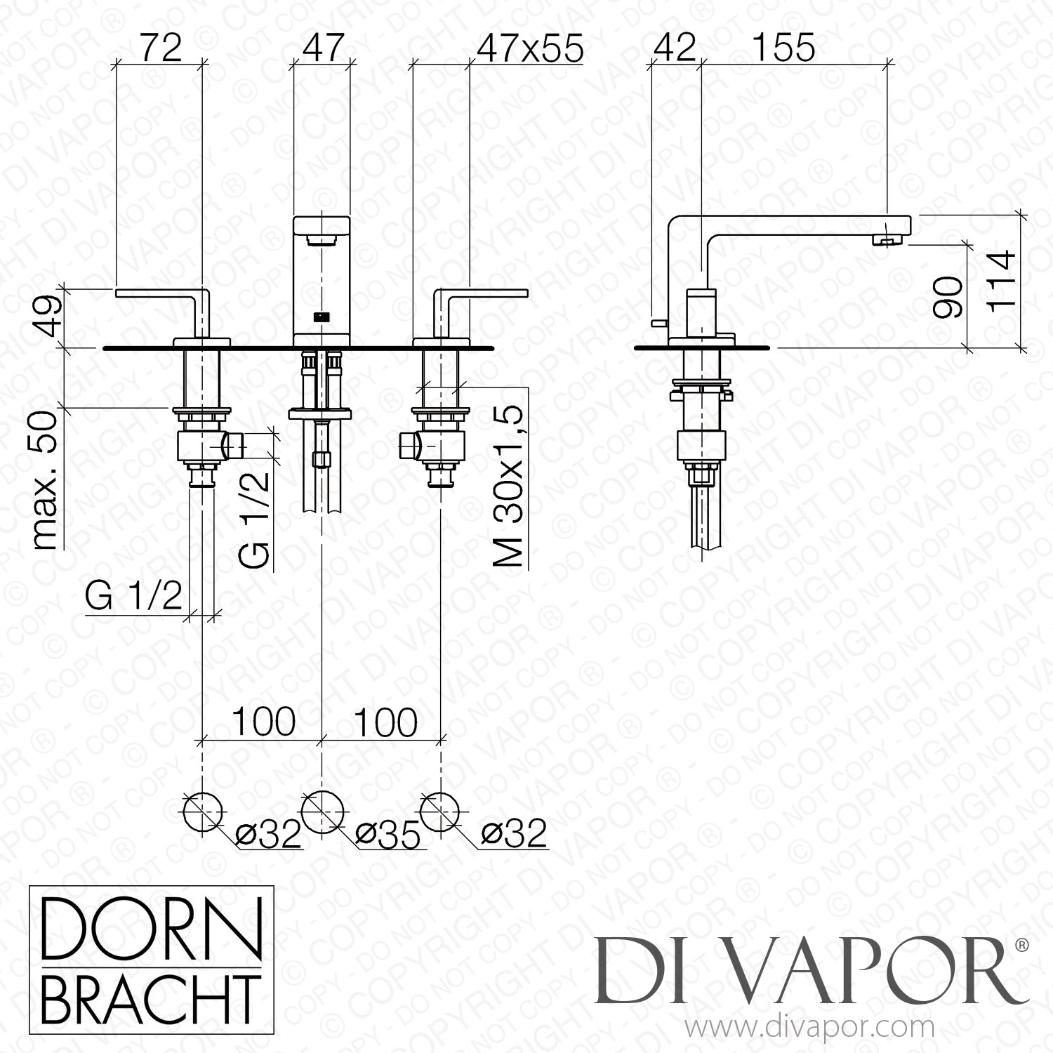 Dornbracht Three Hole Tap Mixer with Drain 20713710 000010 Spare Parts