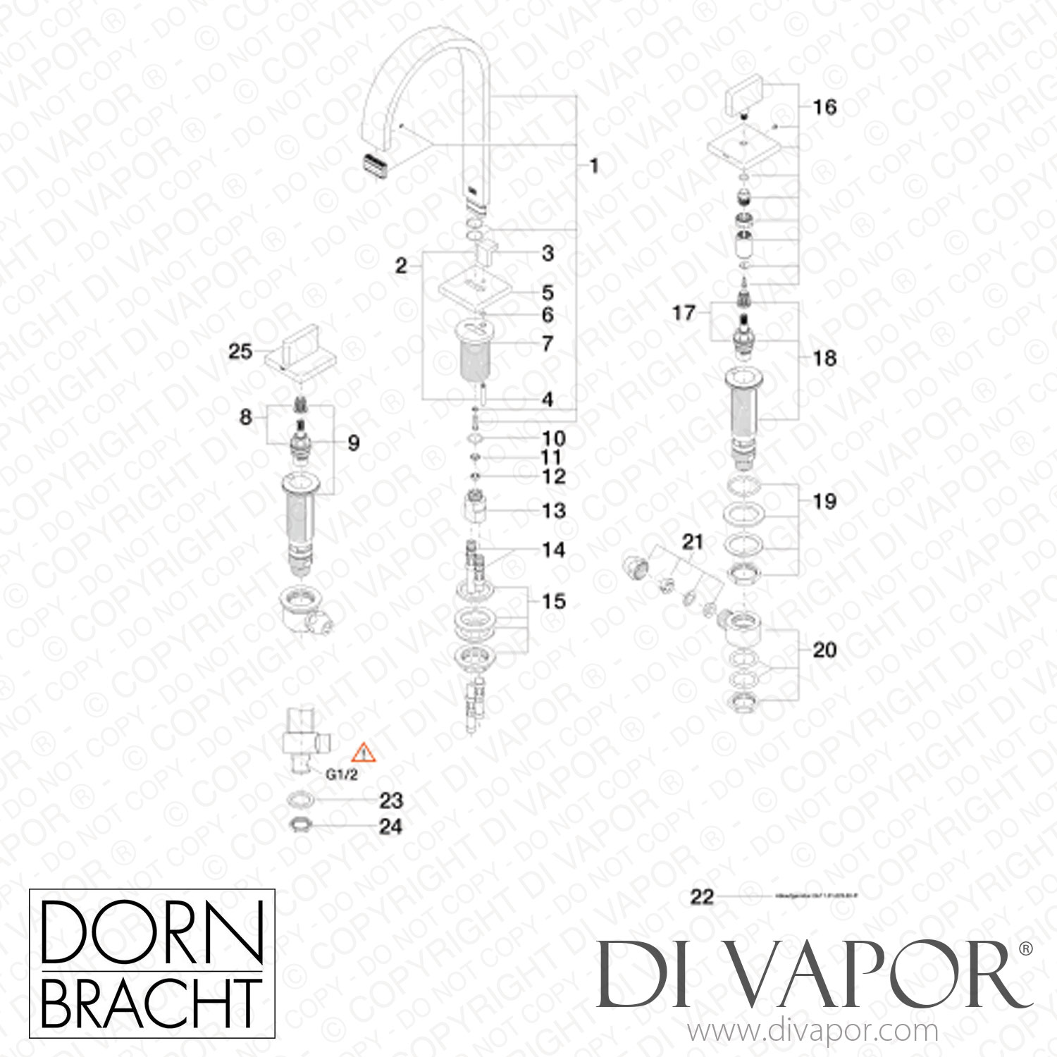 Dornbracht Three Hole Tap Mixer with Drain 20713782 000010 Spare Parts