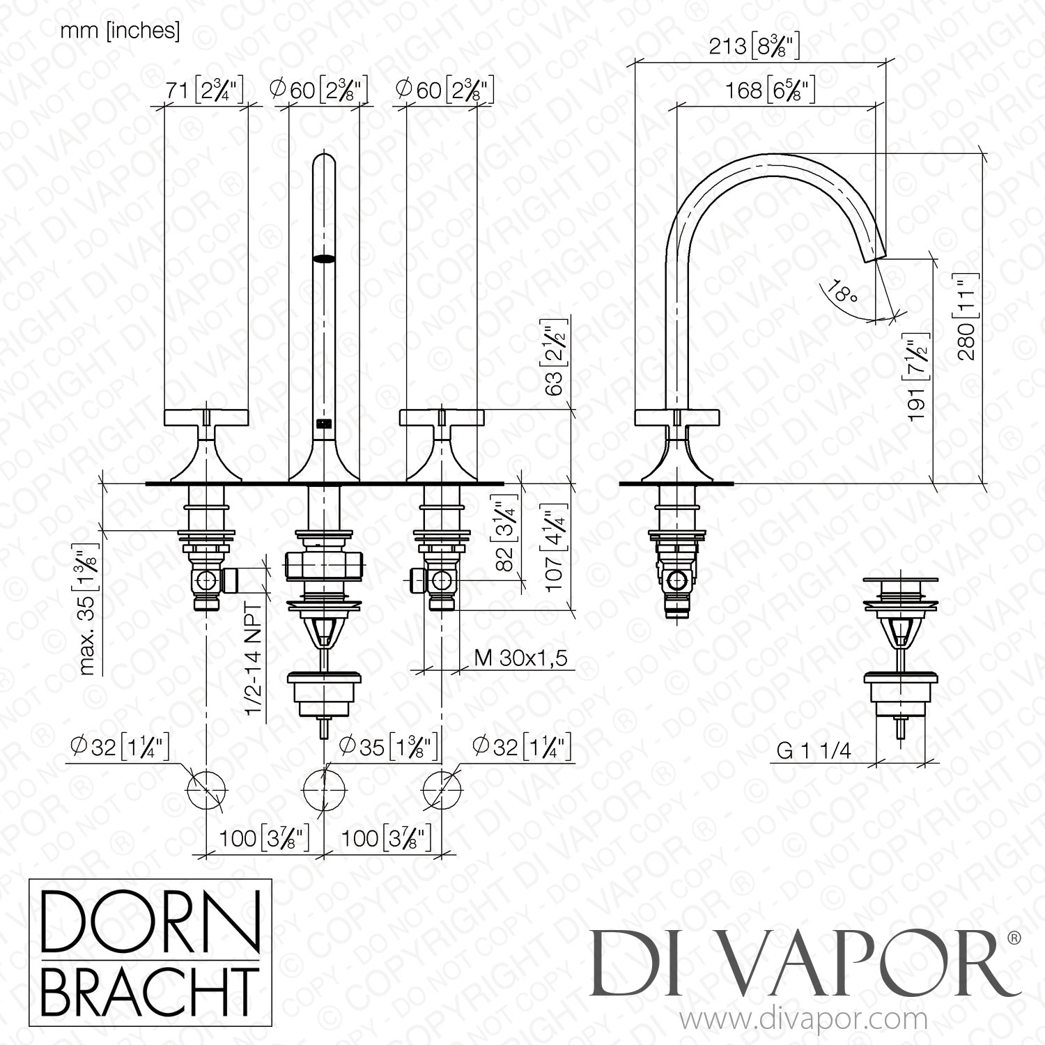 Dornbracht Vaia Three-Hole Basin Mixer with Pop-Up Waste - Brushed ...