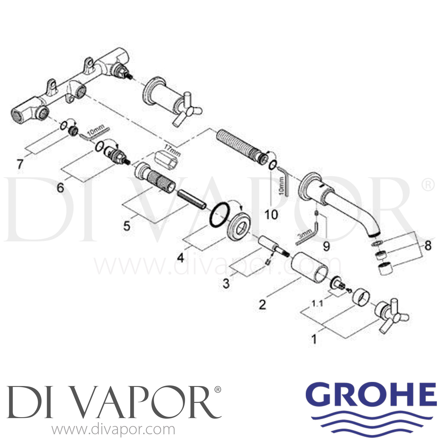 Grohe 20000 Atrio Three Hole Basin Mixer Spare Parts