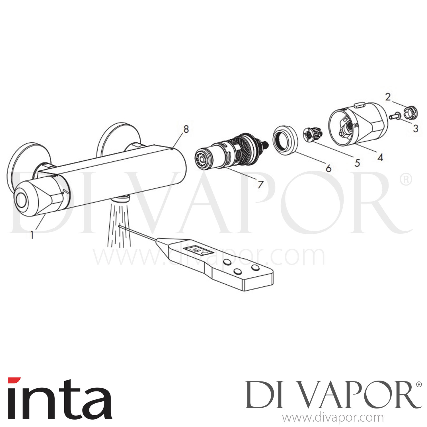 Inta 2001445CPB Plus Thermostatic Bar Shower Spare Parts