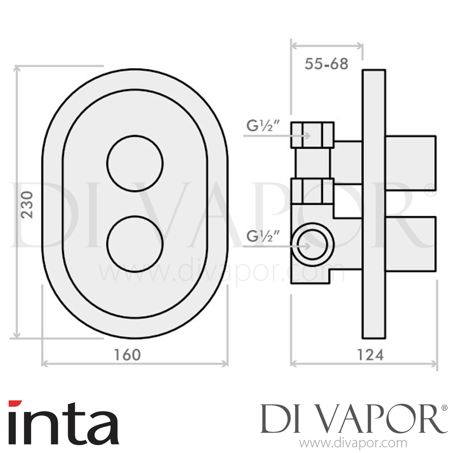 Inta 20075CP Plus Concealed Thermostatic Shower Valve Spare Parts