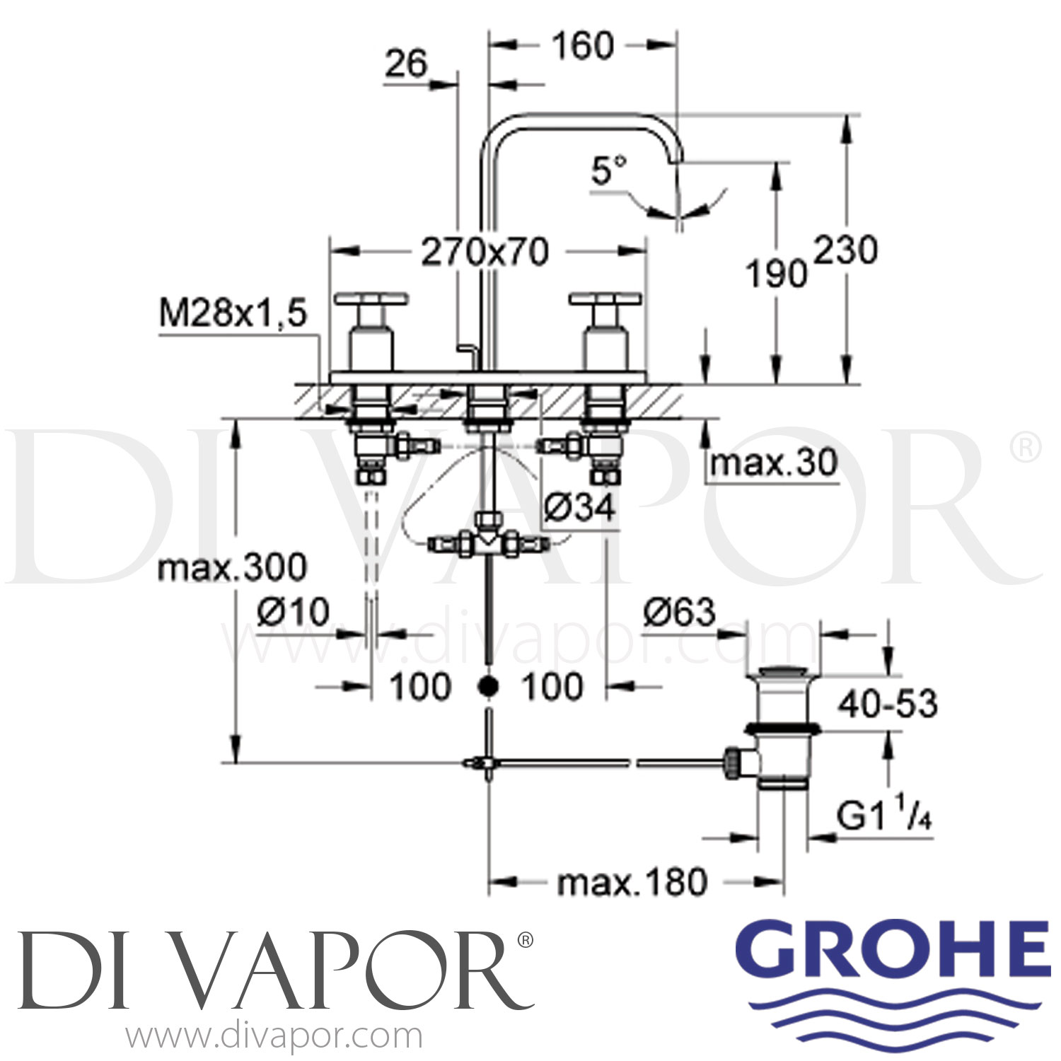 Grohe 20143000 Allure Three-Hole Basin Mixer (1/2 Inch) M-Size Bathroom ...