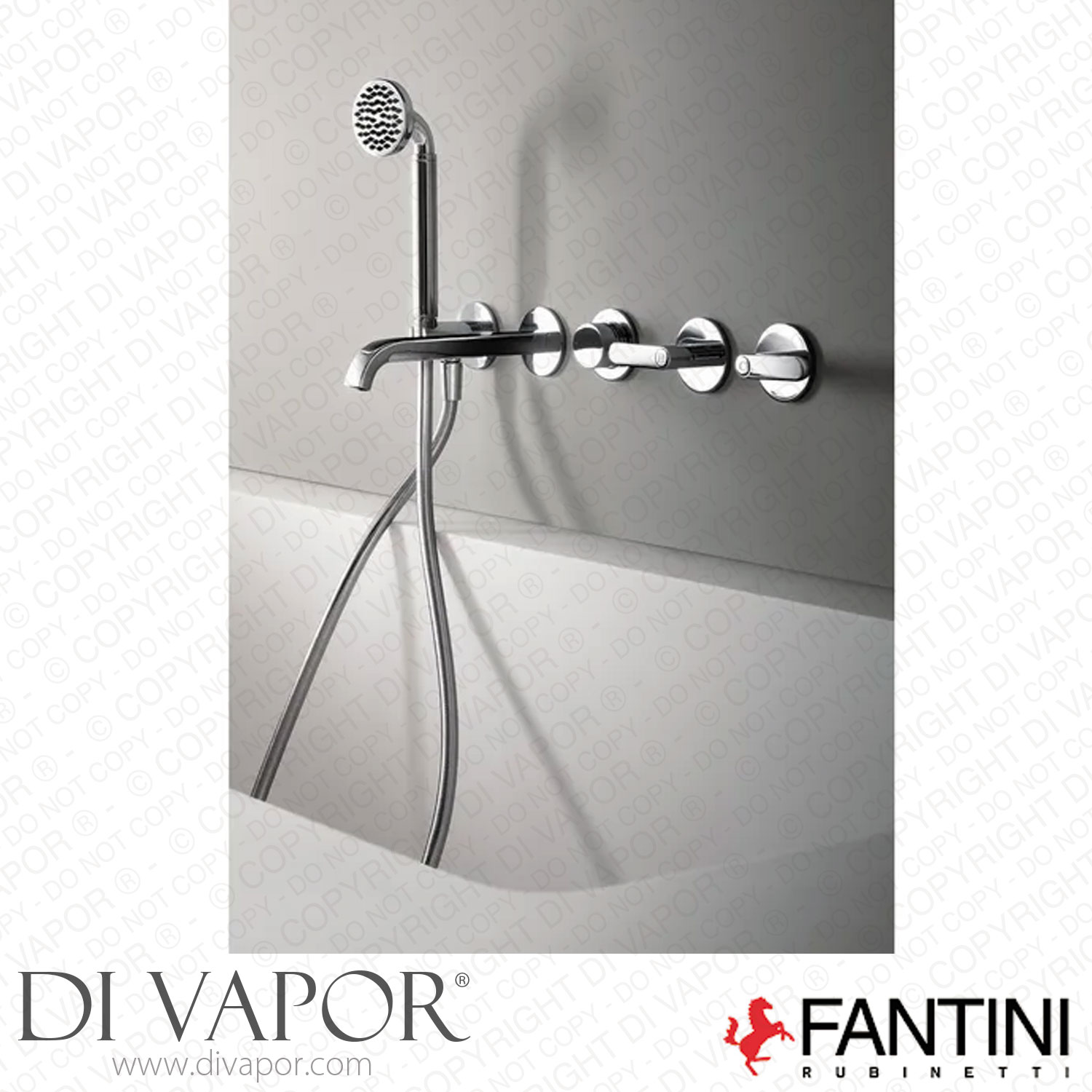 Fantini 2016 Icona Deco Wall-Mounted Bathtub Set with Hand Shower Spare ...