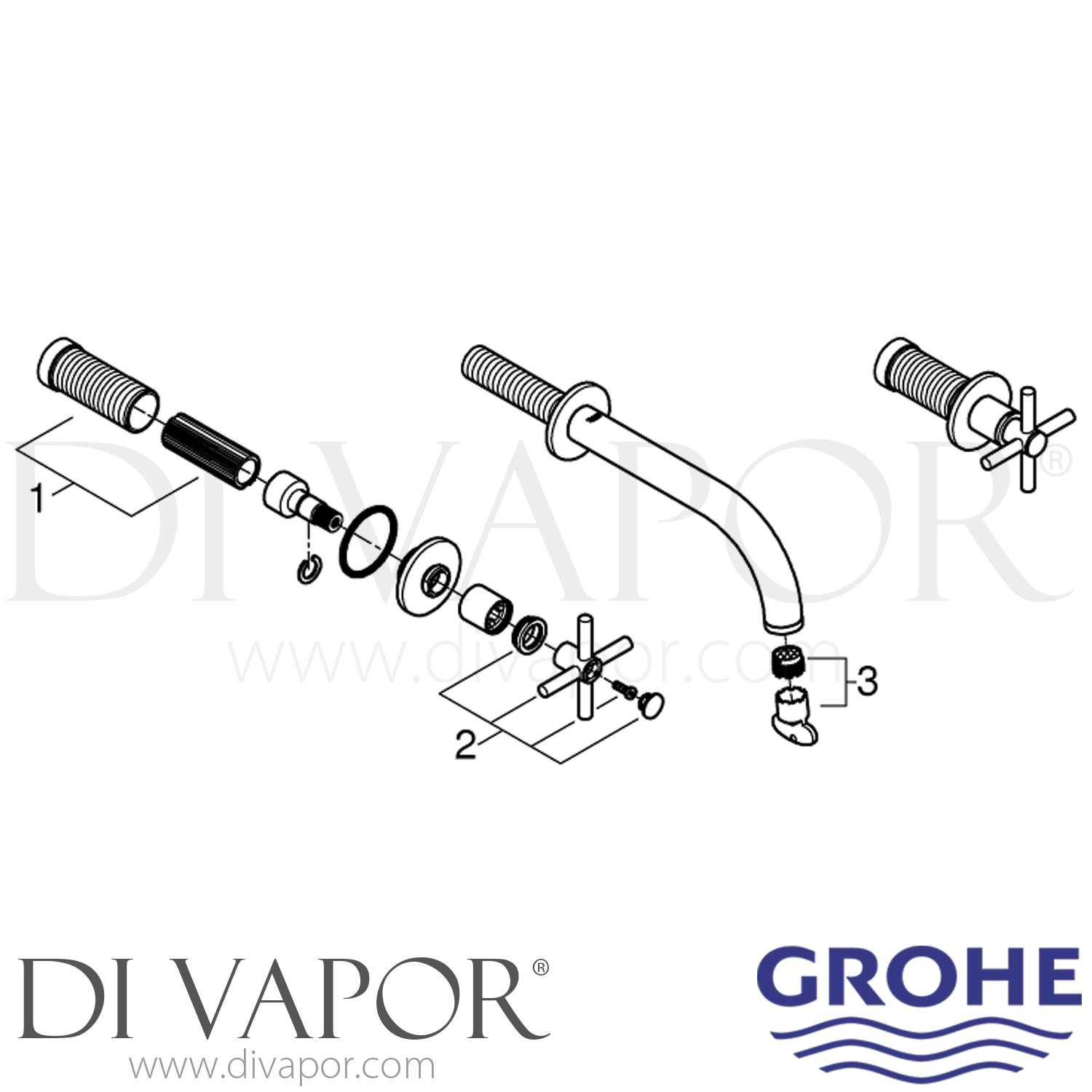 Grohe 20164003 Atrio Three-Hole Basin Mixer Spare Parts