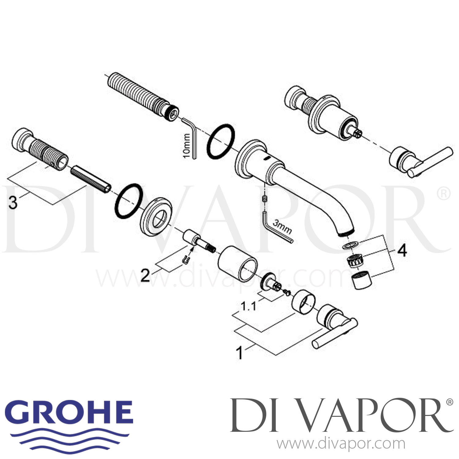 Grohe 20169000 Atrio Three-Hole Basin Mixer S-Size Tap Spare Parts